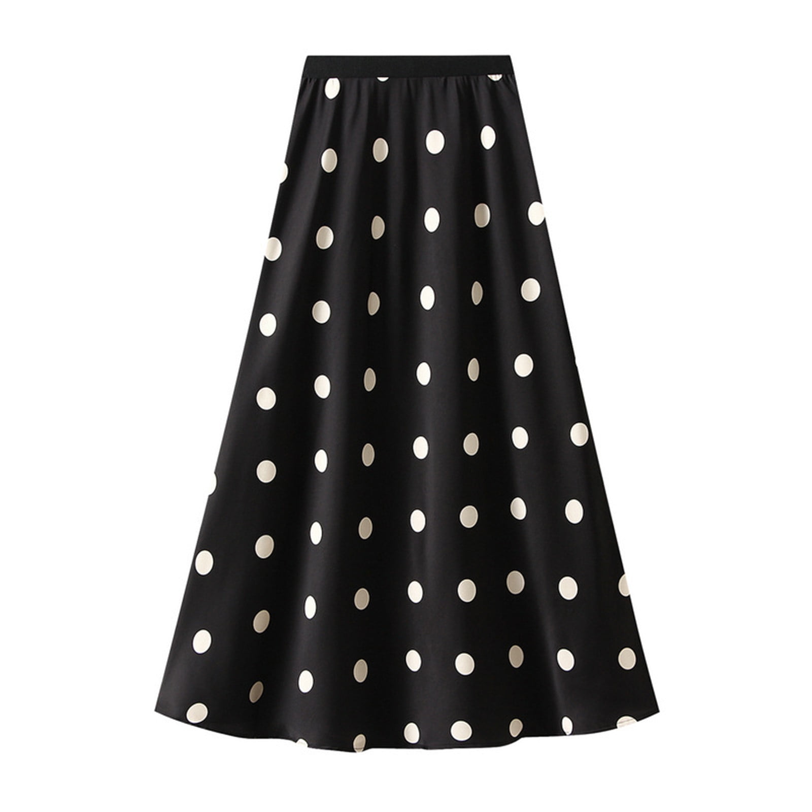 yillto Womens Satin Skirts High Waist Polka Dot Long Skirt Trendy ...