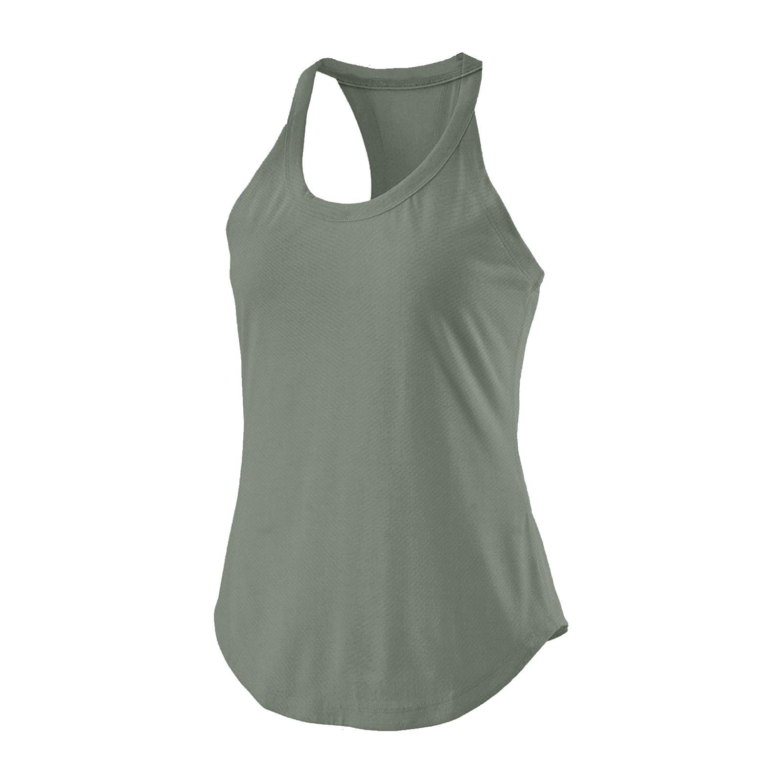 yillto Womens Summer Athletic Shirts Round Neck Racerback Casual Tee ...