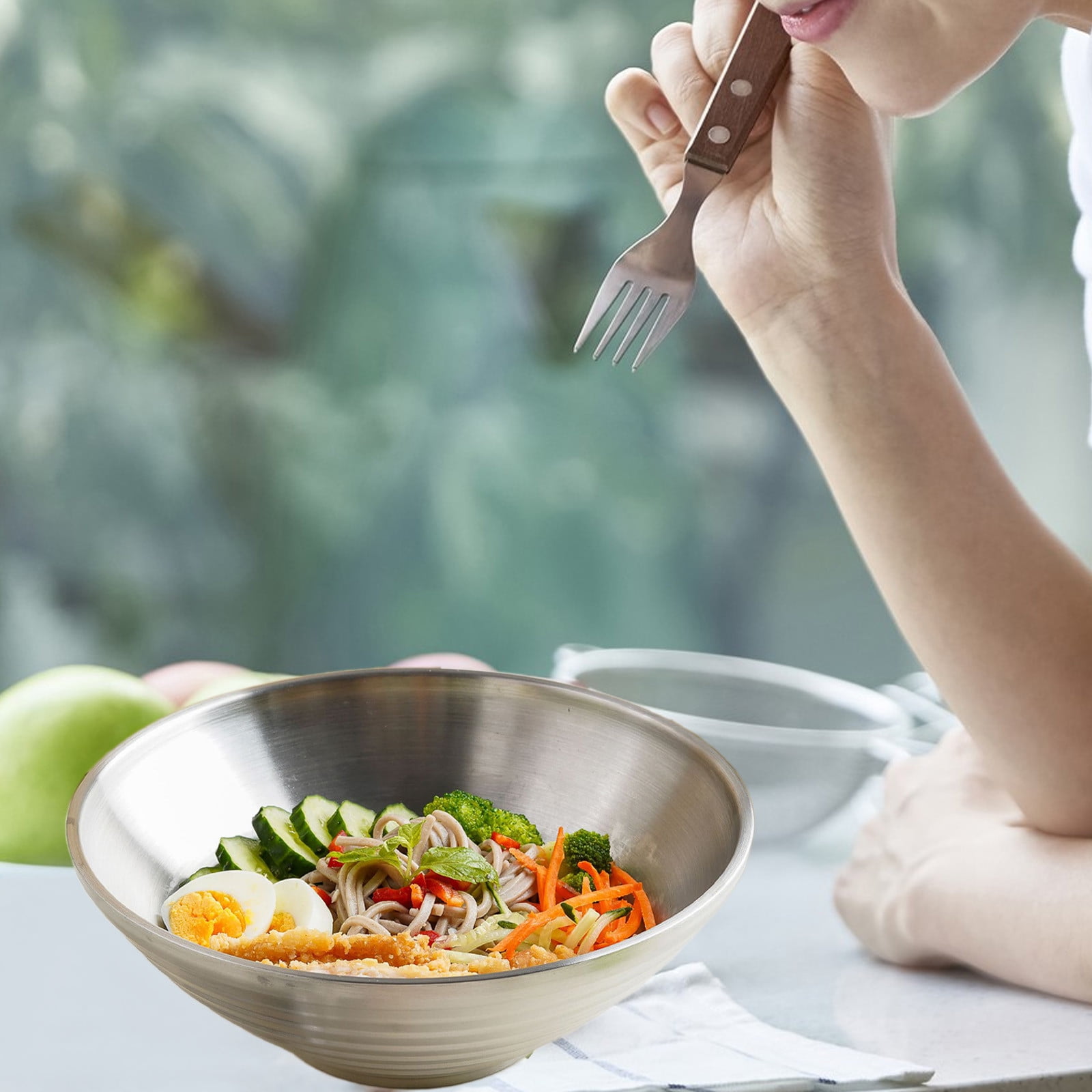 yilyih Large Stainless Steel Bowl Stainless Steel Bucket Bowl Ramen ...