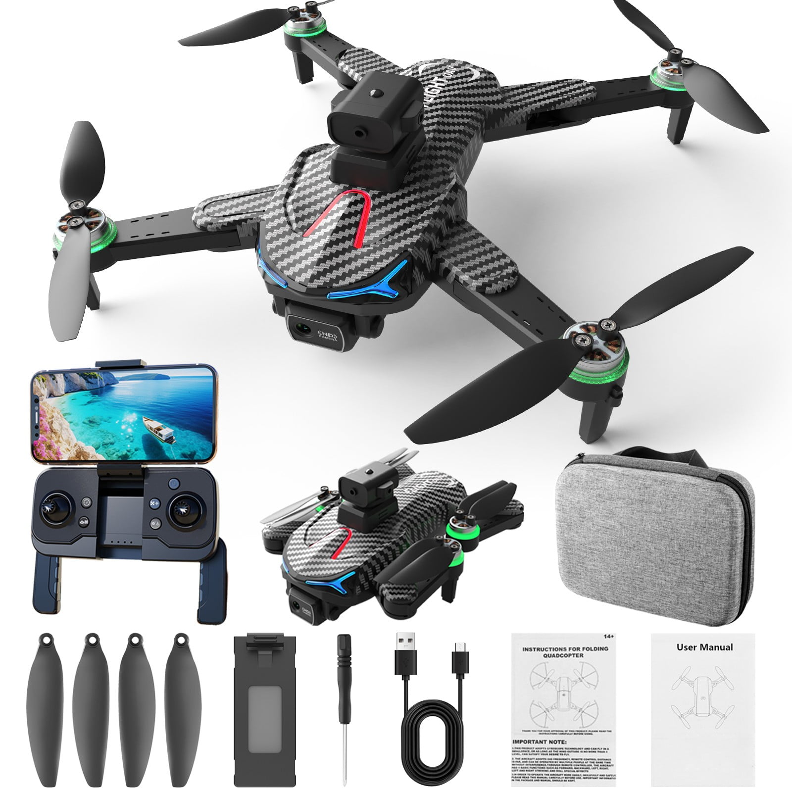 yilyih Led Lights Remote Control,Brushless Motor Drones with 2 Cameras ...
