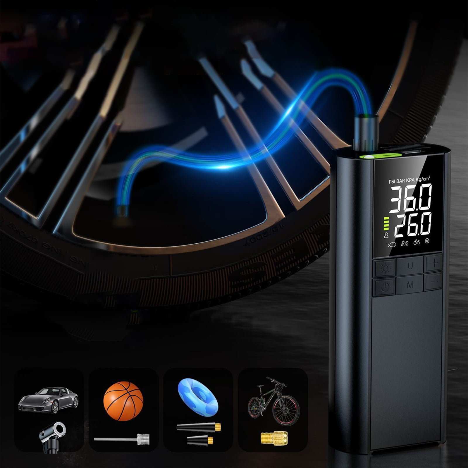 yilyih Tire Inflator with Pressure Gauge,Wireless Digital Display ...