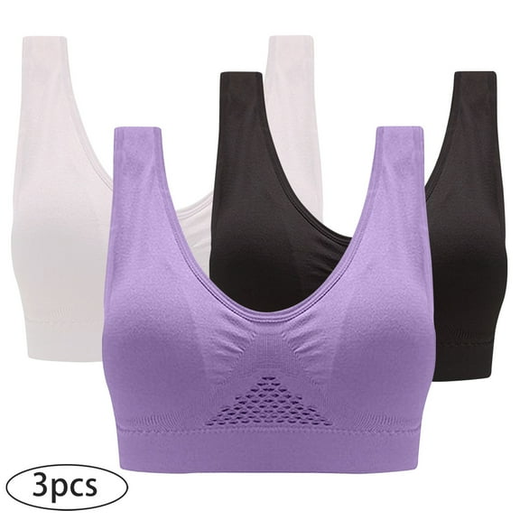 DAFPZW 2 Pack Sports Bra for Women Plus Size Breathable Wireless ...
