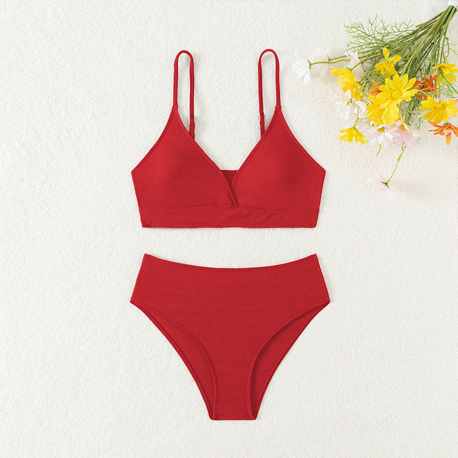 ylioge Swimsuits for Girls Two Piece Bikini Tops and Thongs Bathing ...