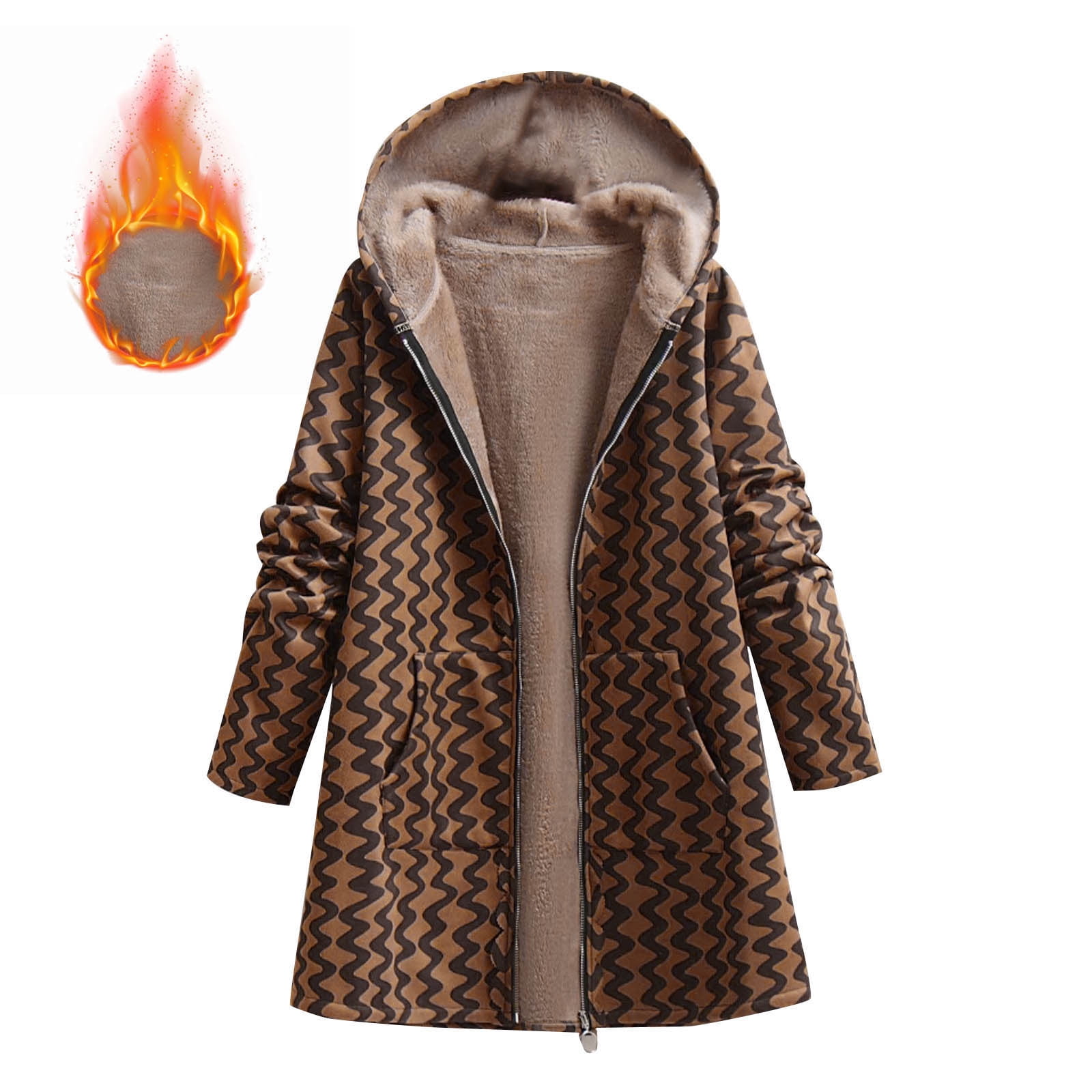 ylioge XL-5X Plus Size Winter Jackets for Women with Pockets and Hoodie ...