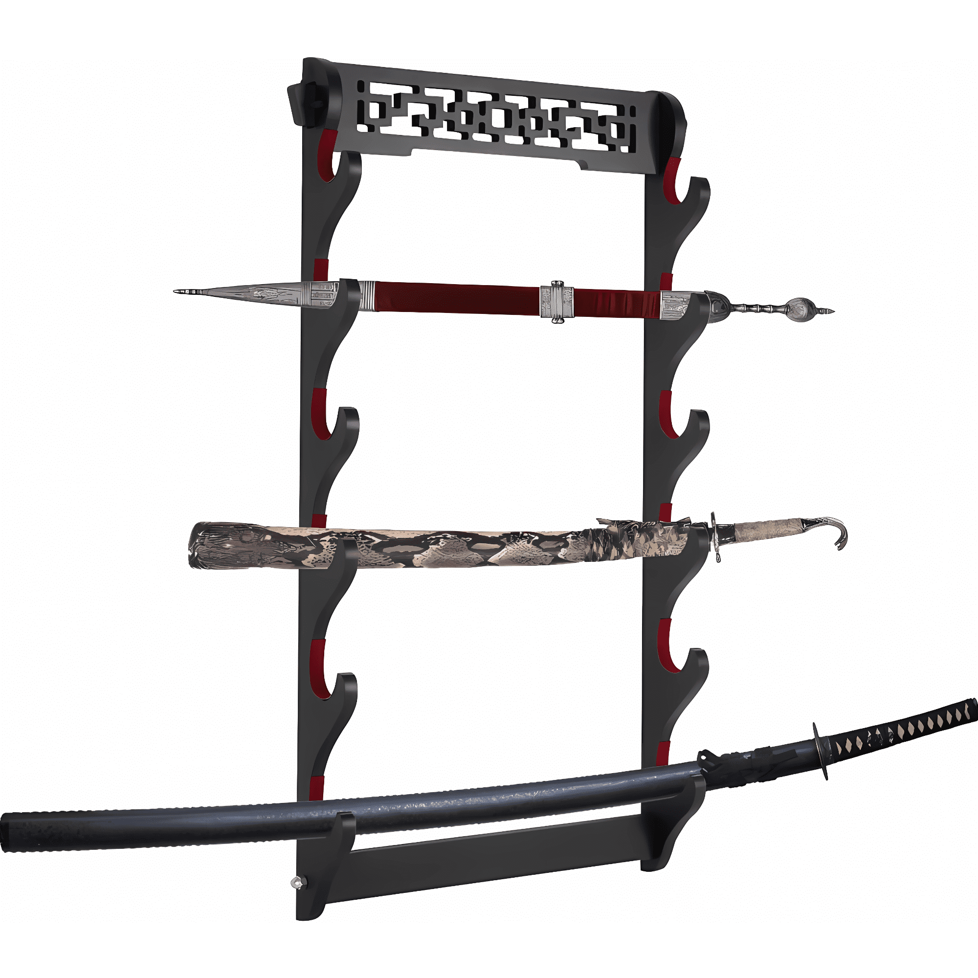 ymokee Wall-Mounted Sword Stand, 6 Tier Sword Display Stand, Wood Sword ...