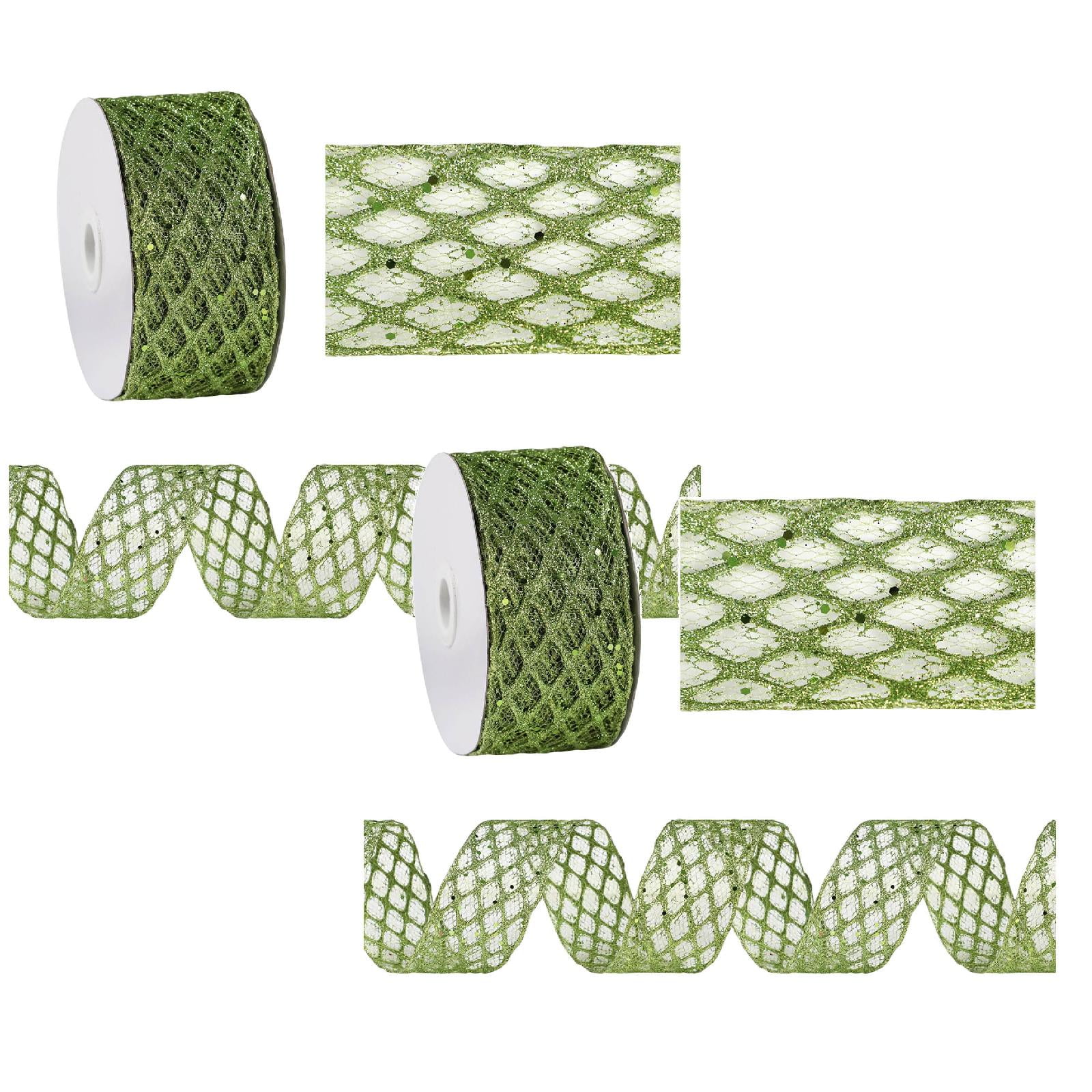 yocbz 2Pcs 2.5 Inch Dusty Glitter Diamond Mesh Wired Ribbon Royal Blue ...