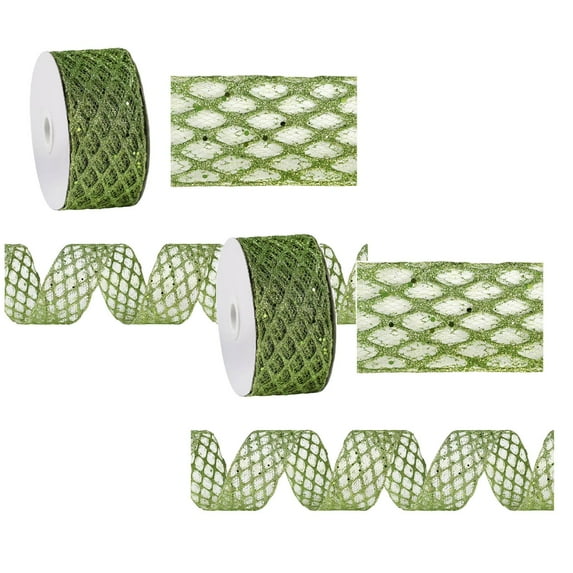 yocbz 2Pcs 2.5 Inch Dusty Glitter Diamond Mesh Wired Ribbon Royal Blue ...