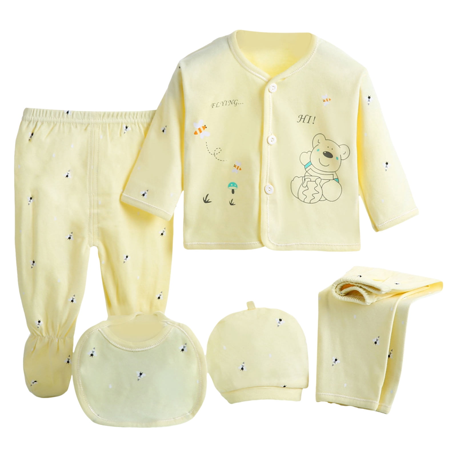 yocbz Baby Girl Clothes Shose+Romper Baby Set 5pcs Boy Tops+Hat+Pants ...