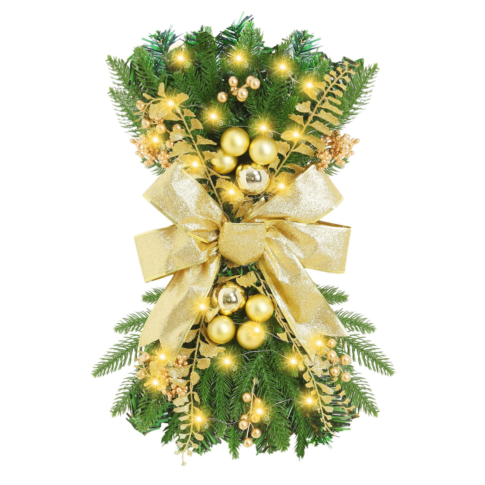 yocbz Christmas Artificial Swags 24" Xmas The Cordless Prelit Stairway ...