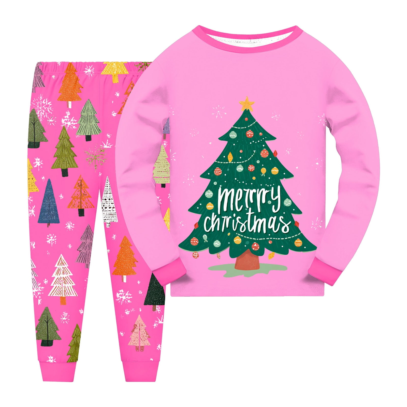 yocbz Kids Christmas Pajama Set Girl Girls Pajama Sets Plaid Casual ...