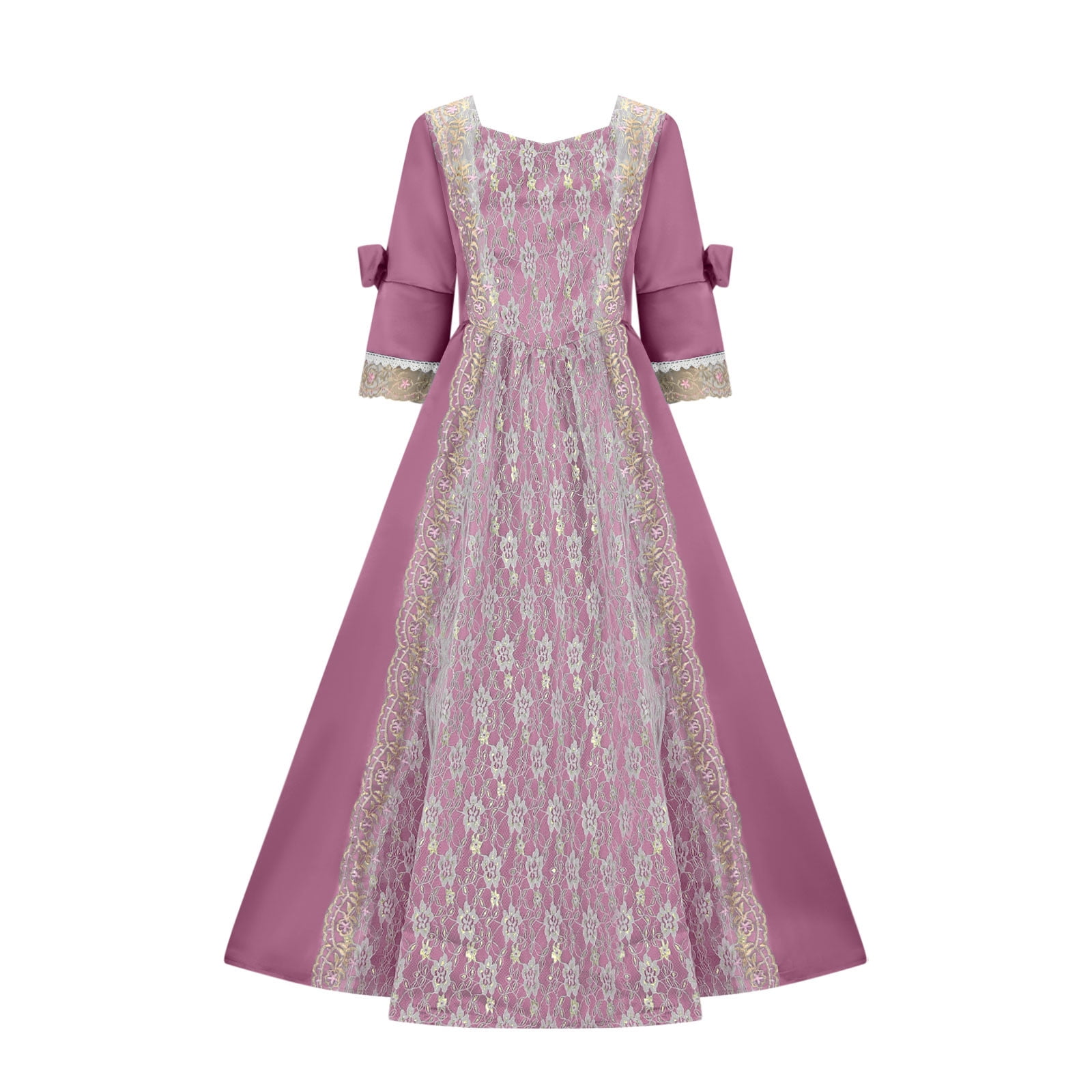 yoeyez 18th Century Dress Victorian Wedding Guest Dress Lace Stitching ...