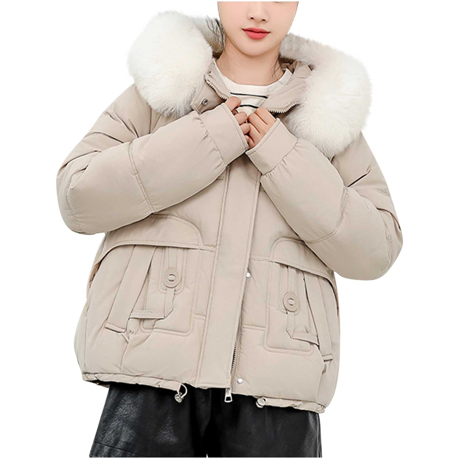 yoeyez Deals Winter Coat for Woman Hooded Quilted Mid-Length Puffer ...