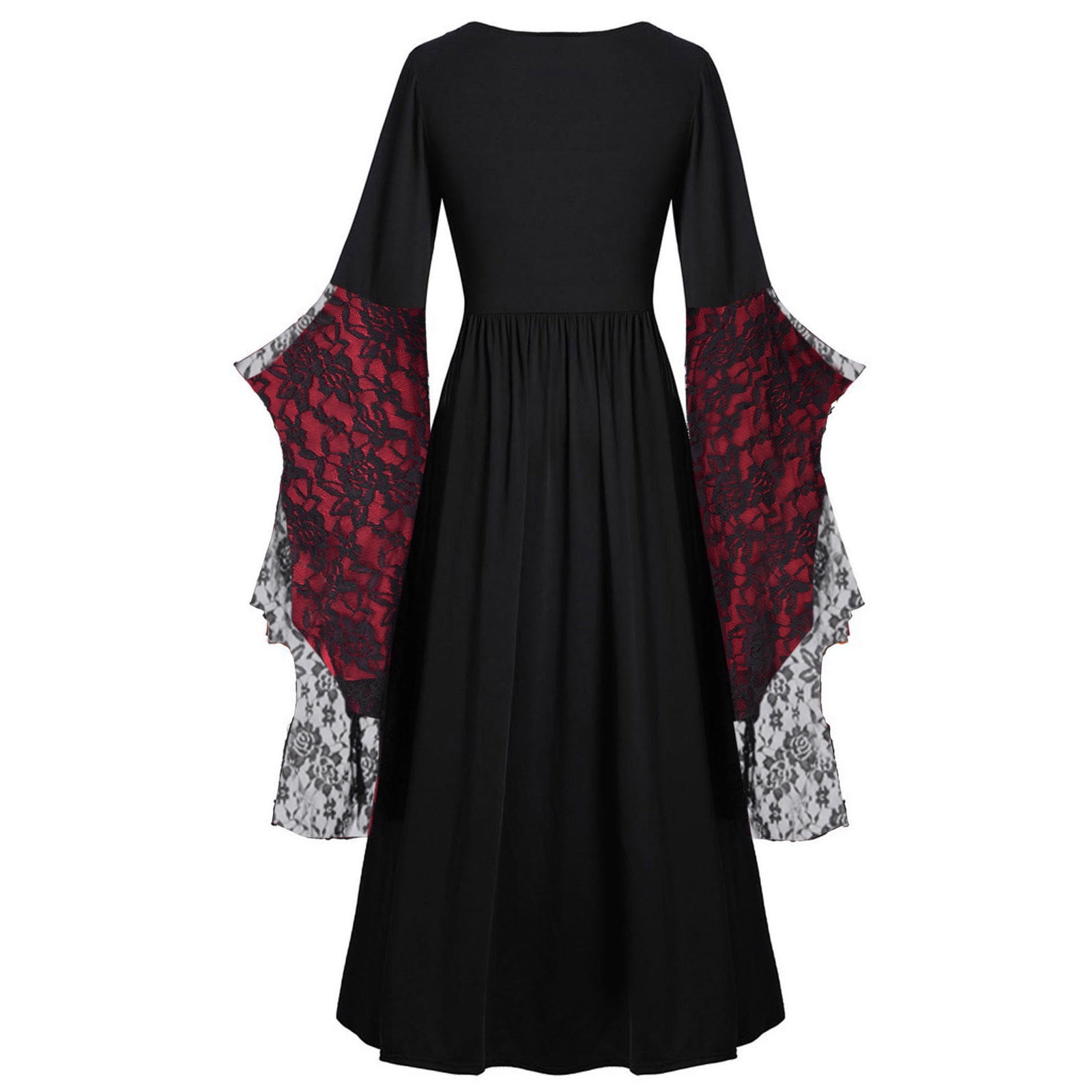yoeyez Costumes Woman 2025 Plus Size Skull Lace Gothic Dress Flared ...