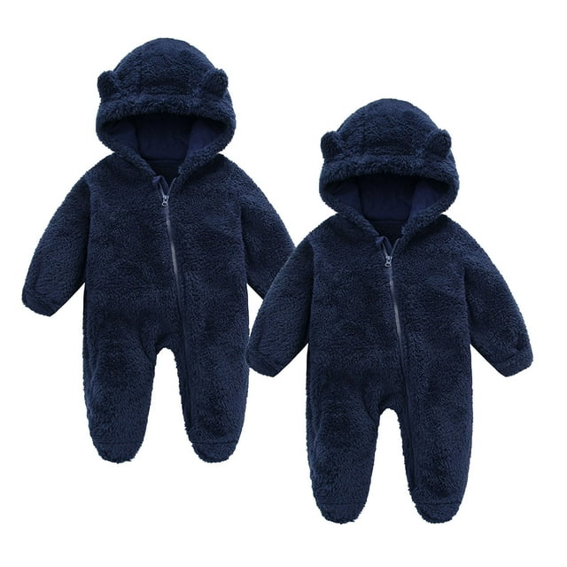 yoeyez Infant Baby Fleece Rompers Hooded Zip up Bear Romper Winter Fuzzy Sherpa Jumpsuit Coat ...