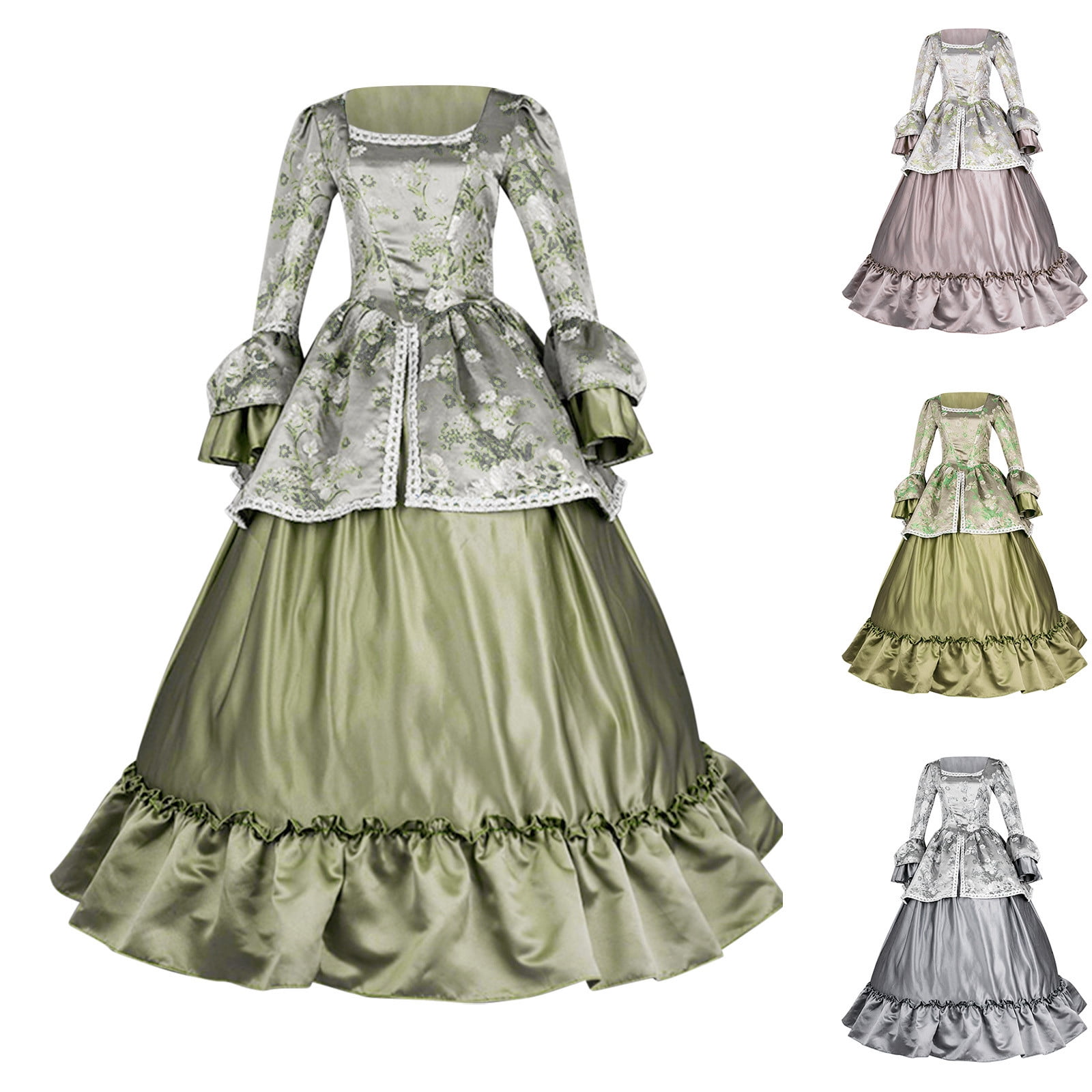 yoeyez Retro Victorian Dress Women Medieval Court Dresses 1800s Rococo ...