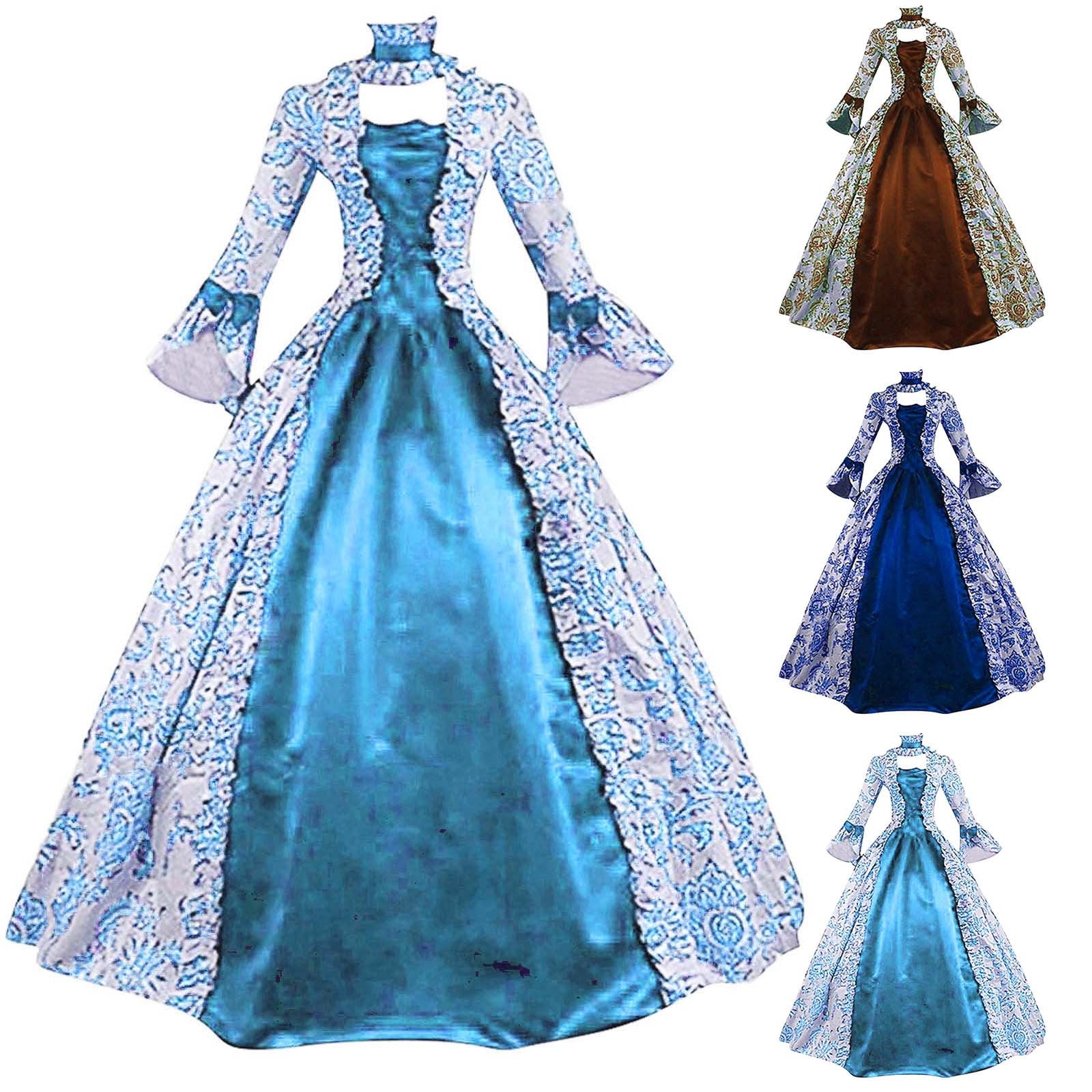 yoeyez Retro Victorian Dress Women Medieval Court Dresses 1800s Rococo ...