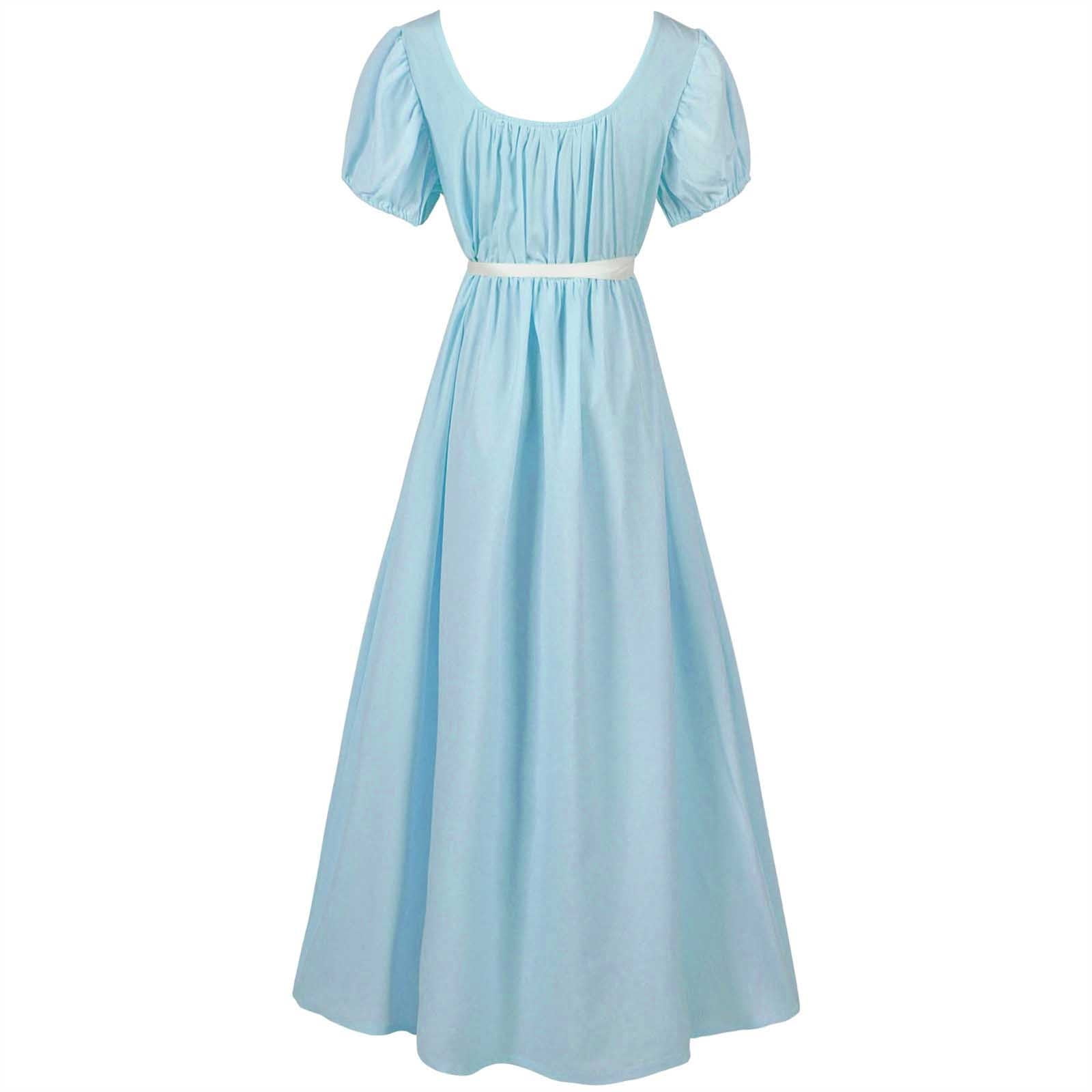 yoeyez Vintage Regency Dresses for Women with Satin Sash Short Puff ...