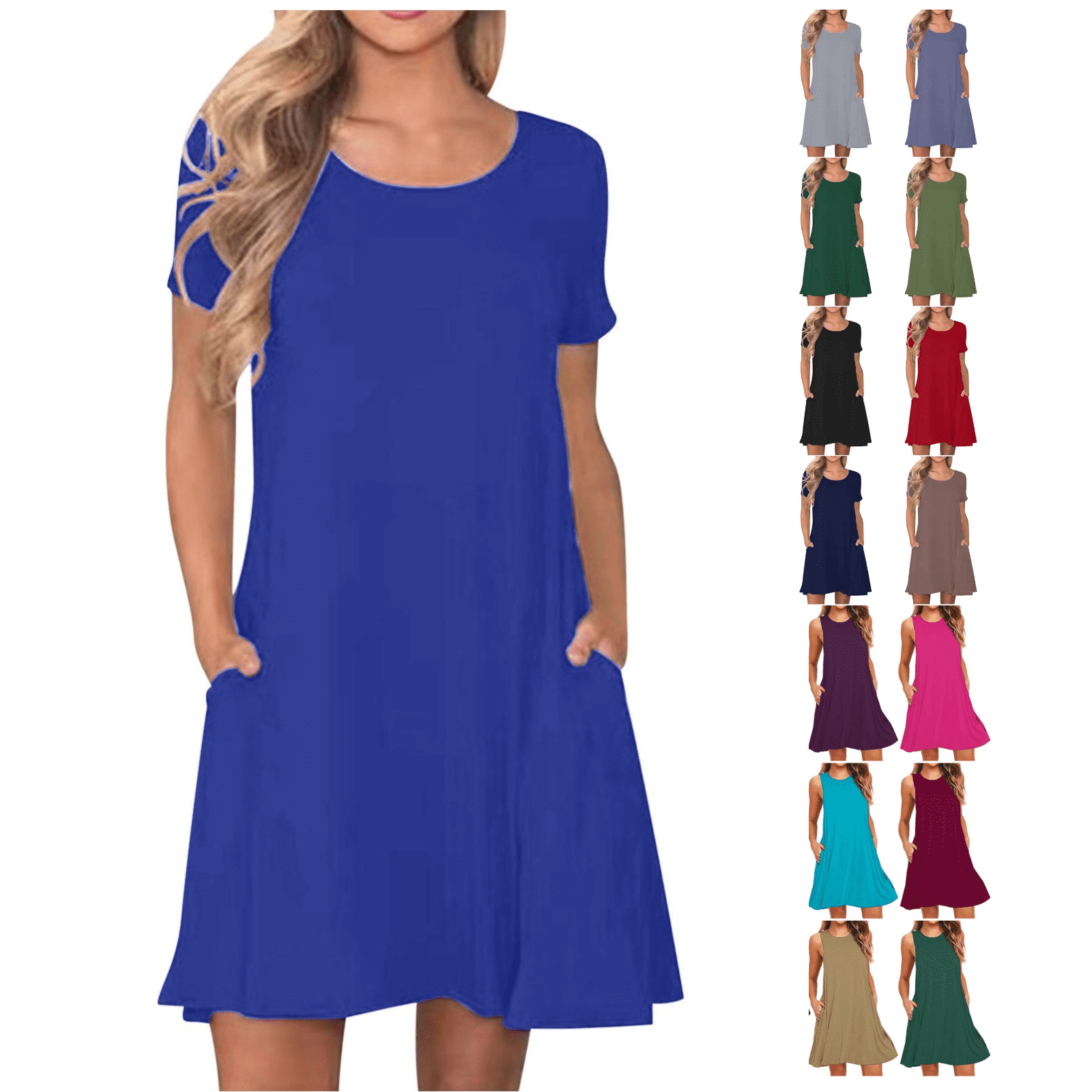 Casual Large Loose Plus Size Womens Summer Long Sundress with Floral ...