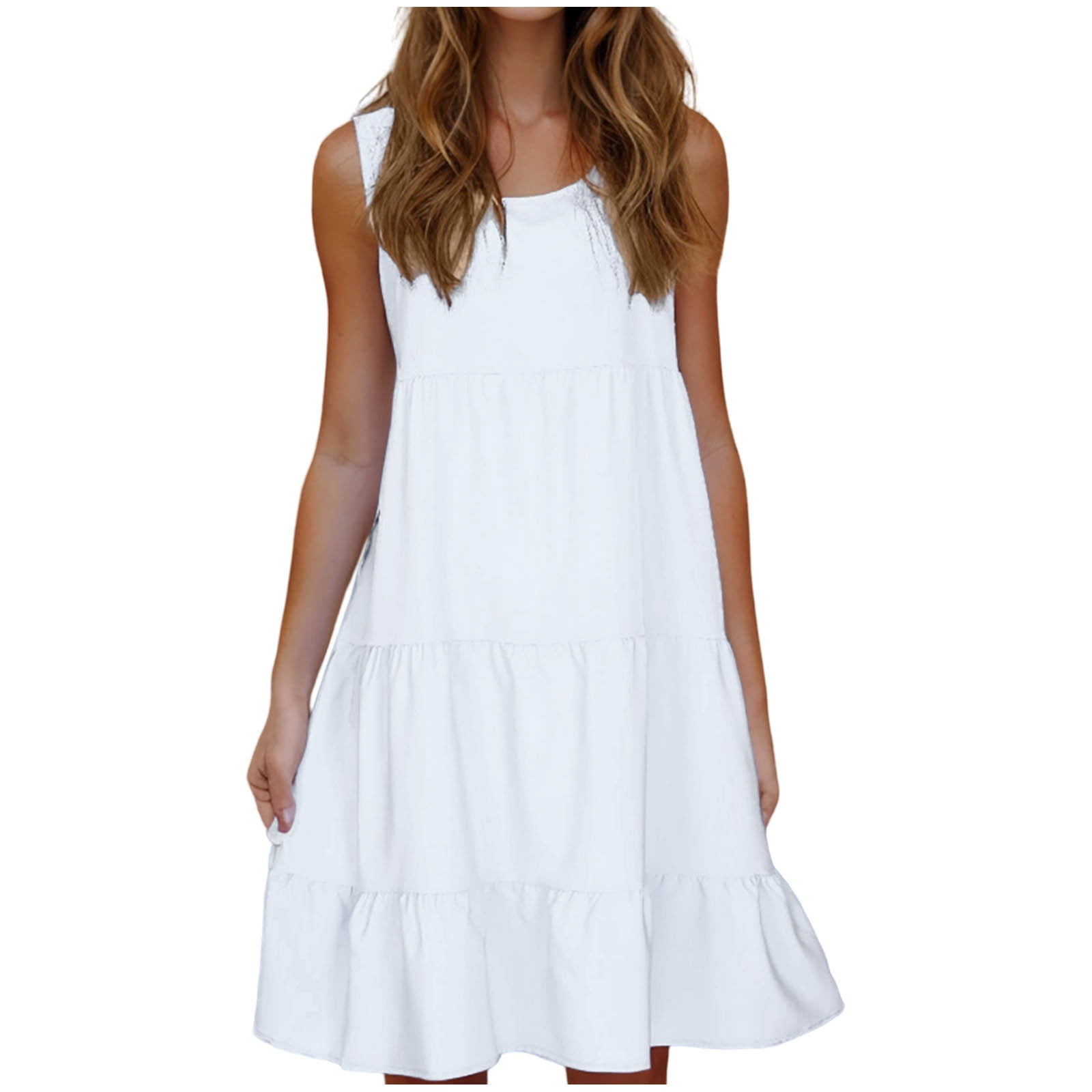 yoeyez Women's Summer Flowy Sundress Casual Sleeveless Mini Tank ...