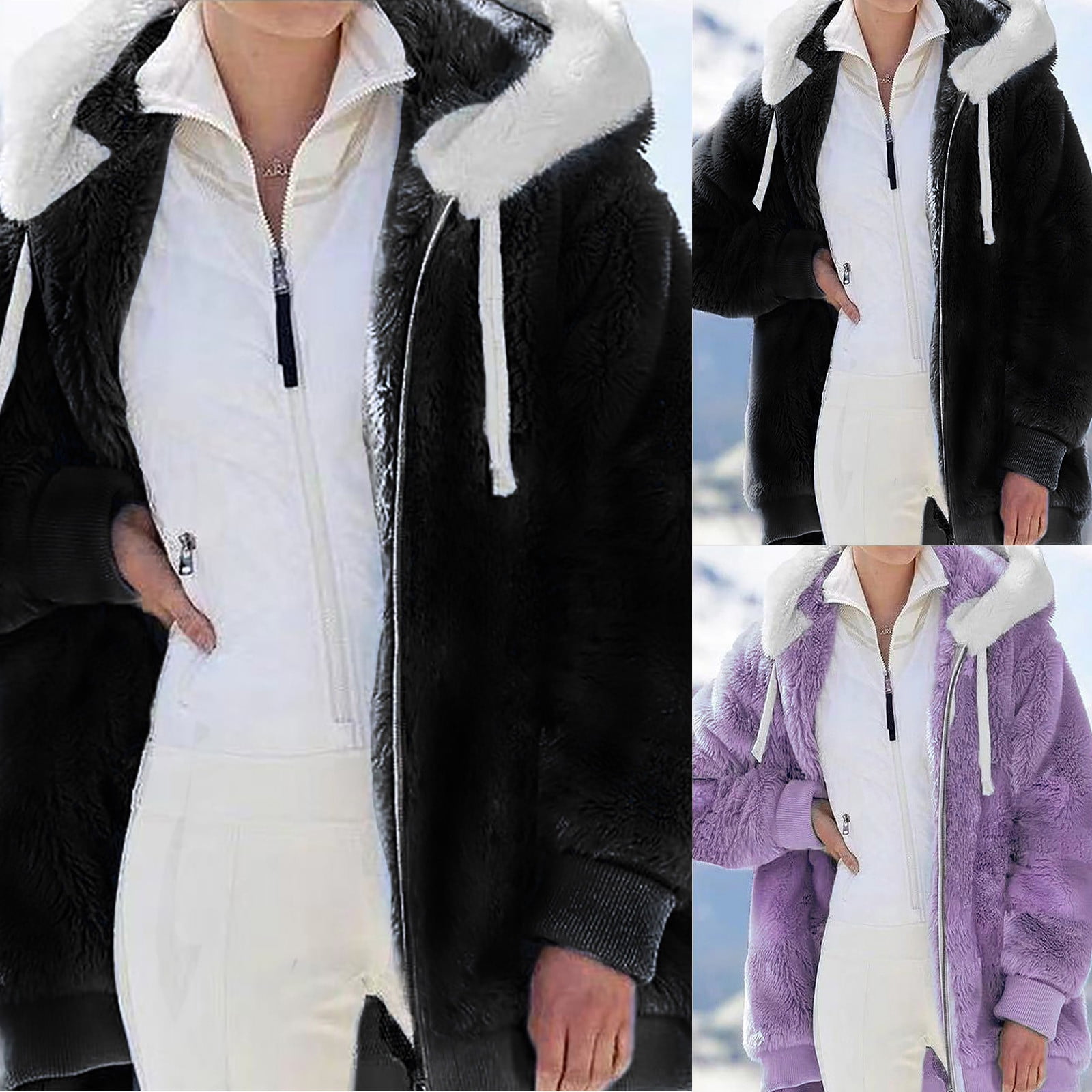 yoeyez Women's Thick Fleece Lined Parka Coat Plus Size Winter Padded ...