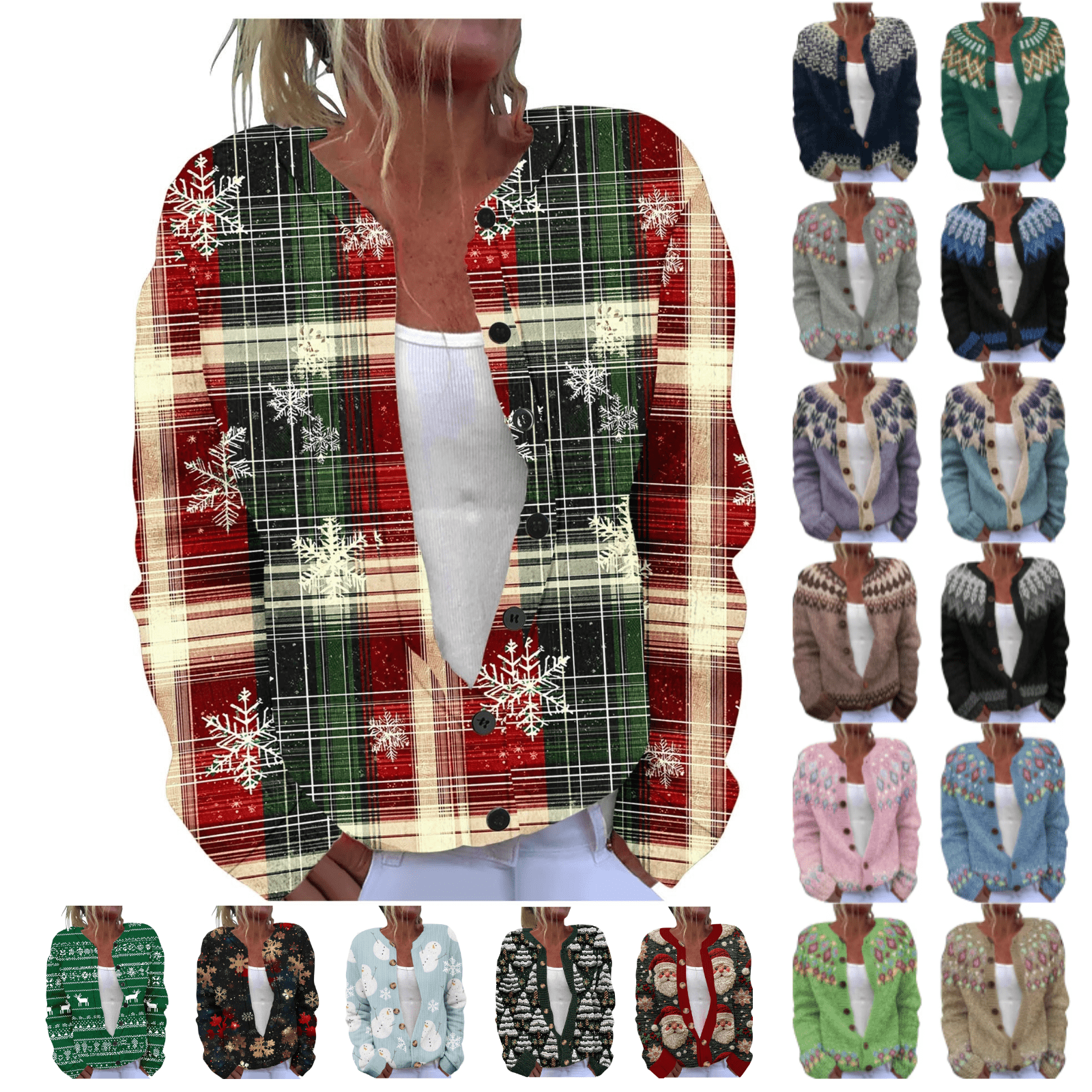 yoeyez Womens Open Front Chunky Cardigans Ugly Christmas Sweaters for ...