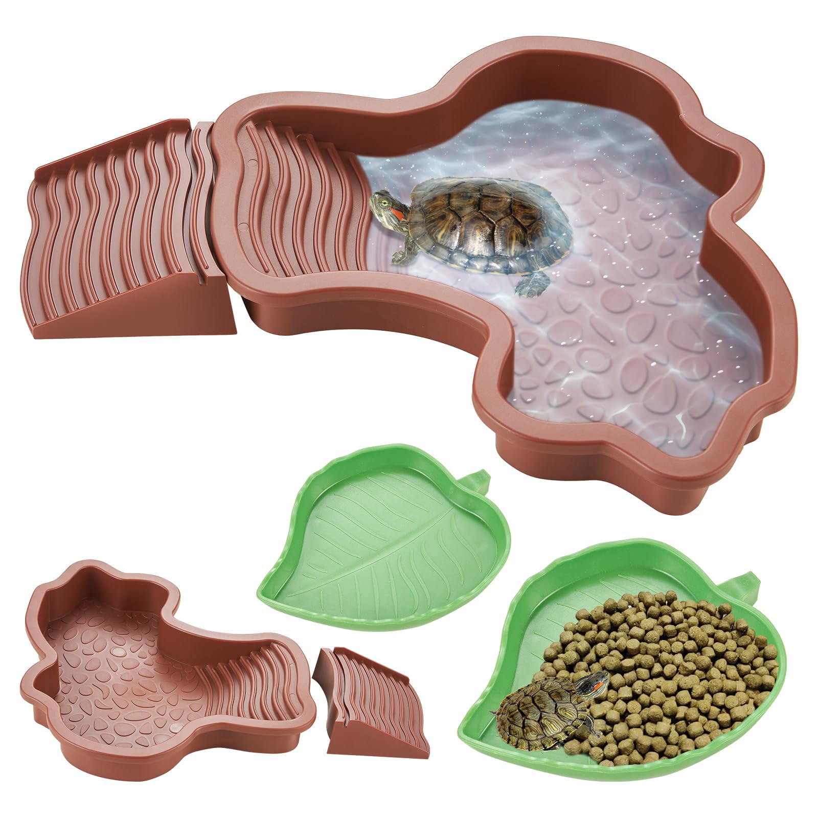 yokugo Reptile Bathing Pool Turtle Water SMRBowl with Ramp, Tortoise ...
