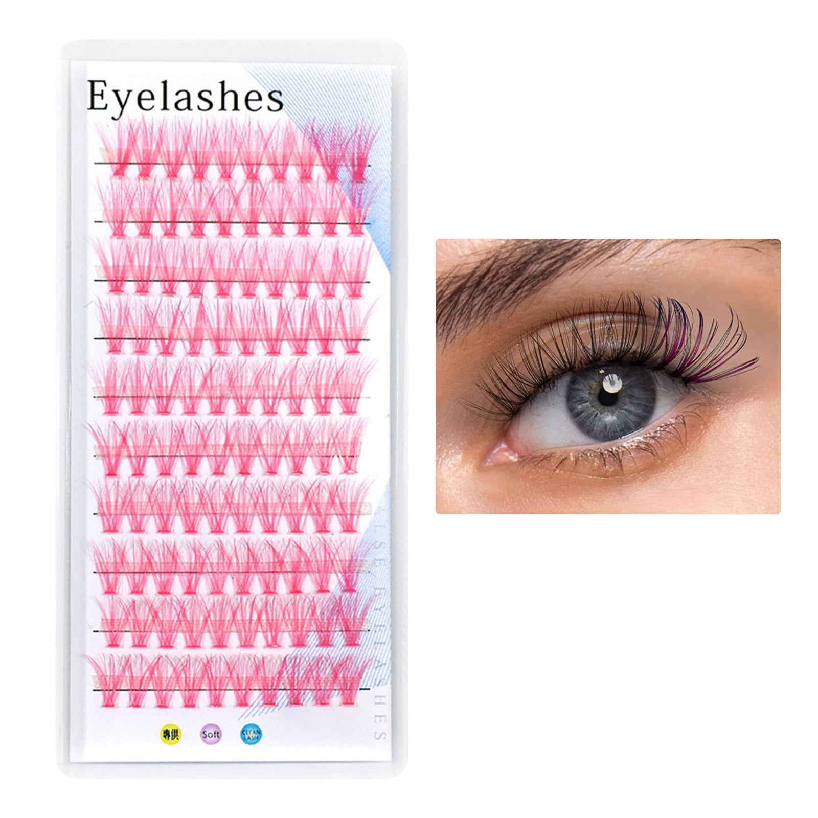 yolai colored eyelash clusters curly eyelashes pink blue colors ...