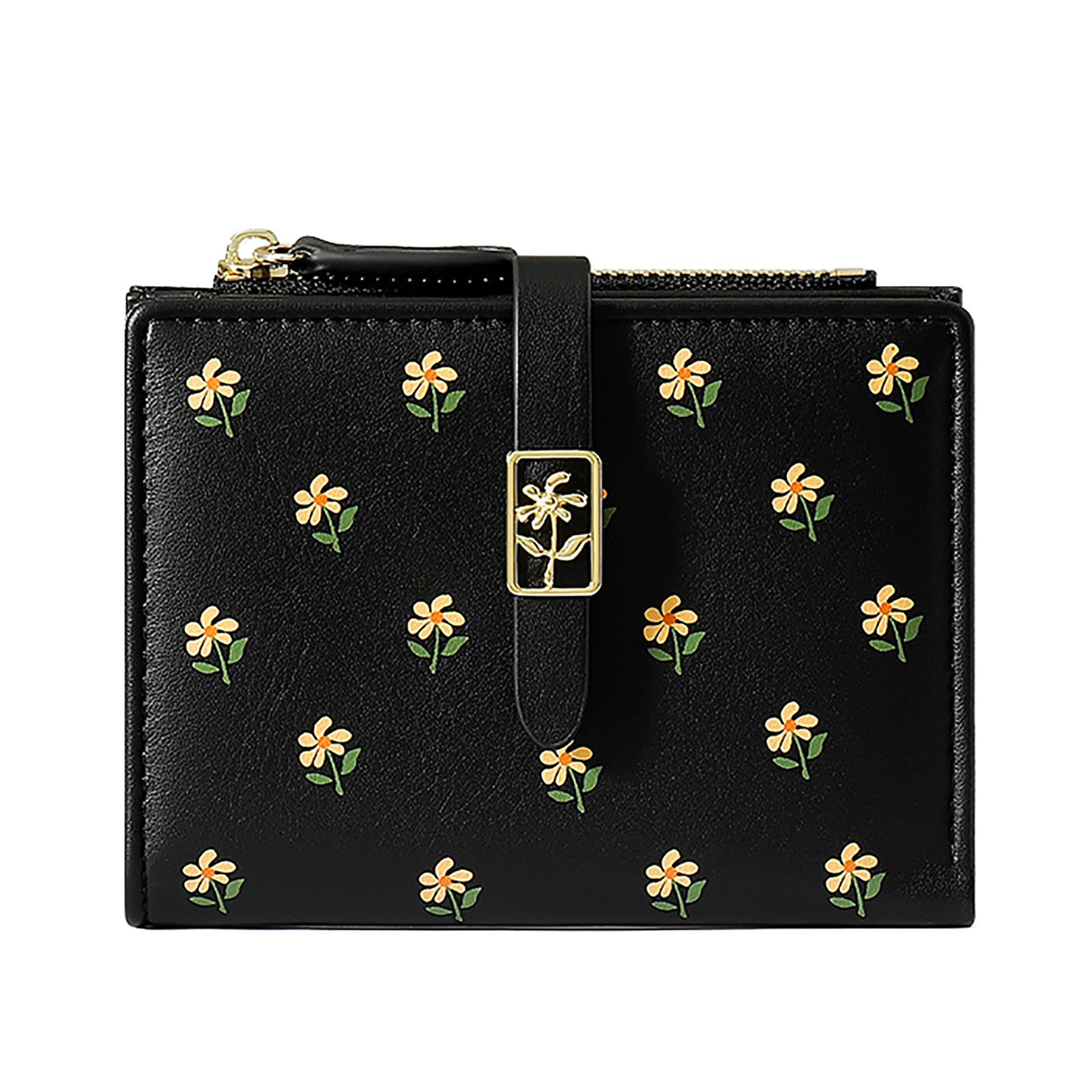 yolai cute small wallet for girls women pu leather two folded flowers ...