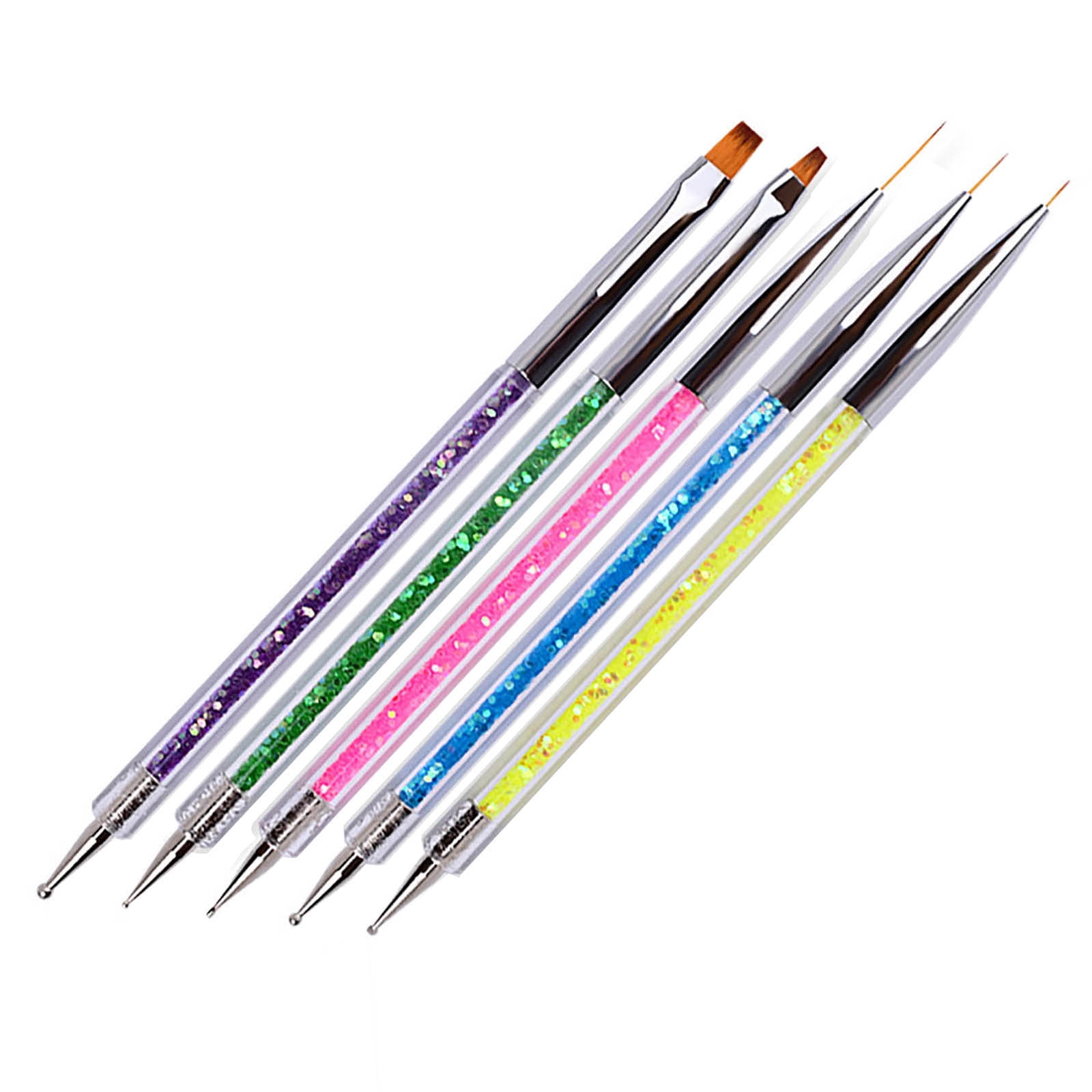 yolai double-ended nail arts tools,5 pcs nail design kit including nail ...