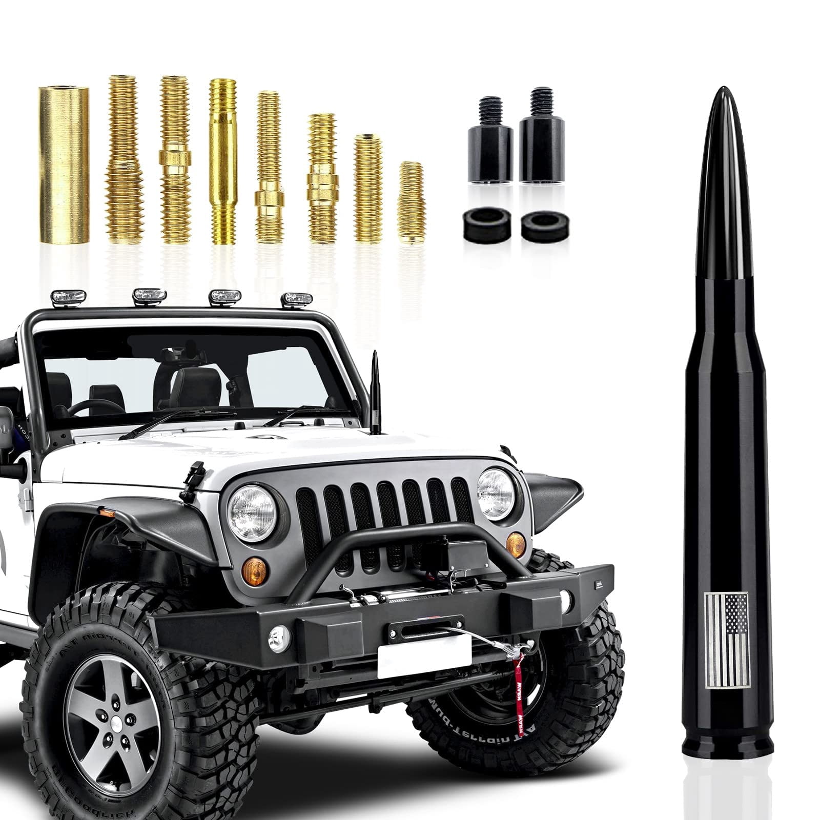 yonwait Pack-1 Car Truck Bullet Antenna American-Flag for GM Chevy ...
