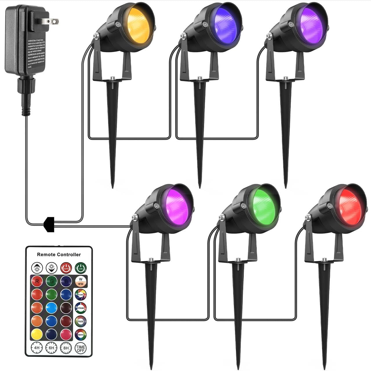 yoosuml Spotlights for Yard with Timer, Colored Spot Lights Outdoor 24W ...