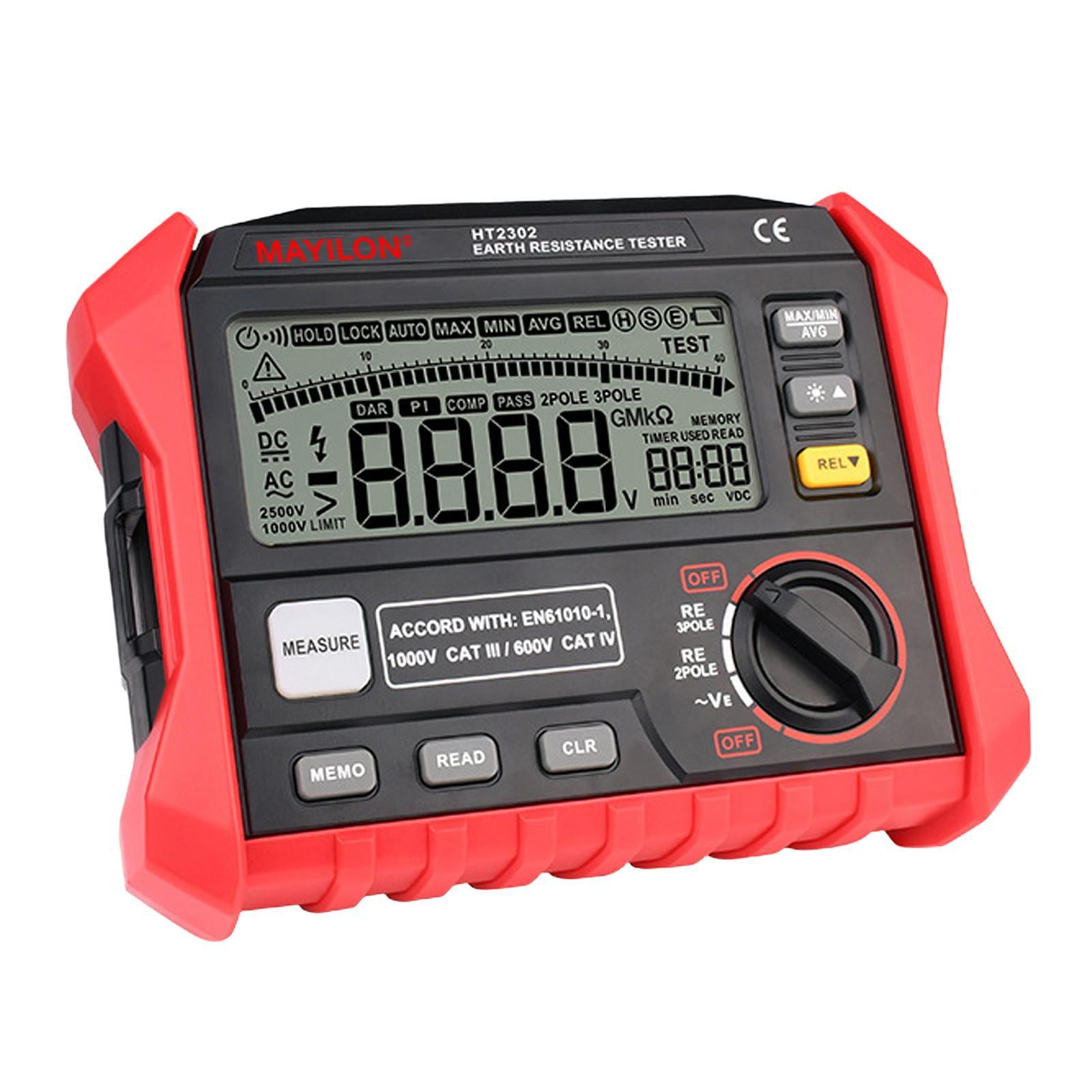 yotijar Digital Earth Resistance Tester Handheld Portable Grounding ...