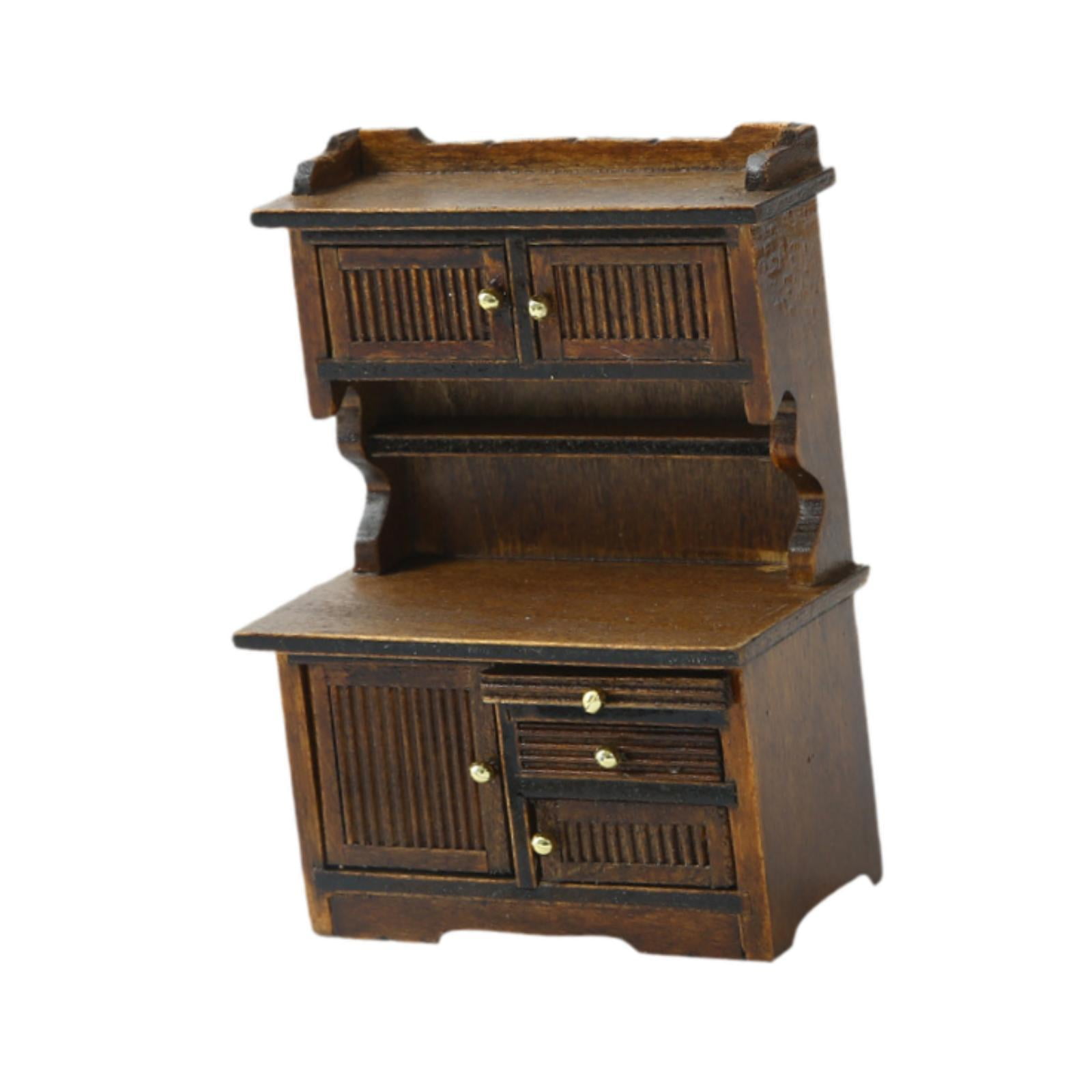 yotijay 1/16 Dollhouse Bookcase Wood Creative Pretend Play Dollhouse ...