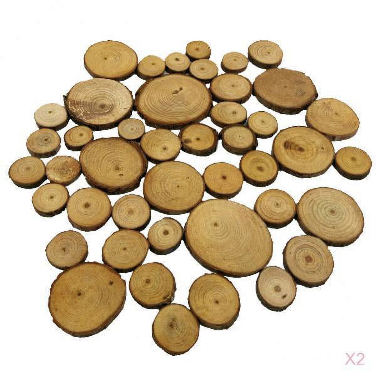 yotijay 100 Pieces Assorted Size Natural Pine Tree Wood Slices Round ...