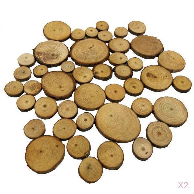 yotijay 100 Pieces Assorted Size Natural Pine Tree Wood Slices Round ...