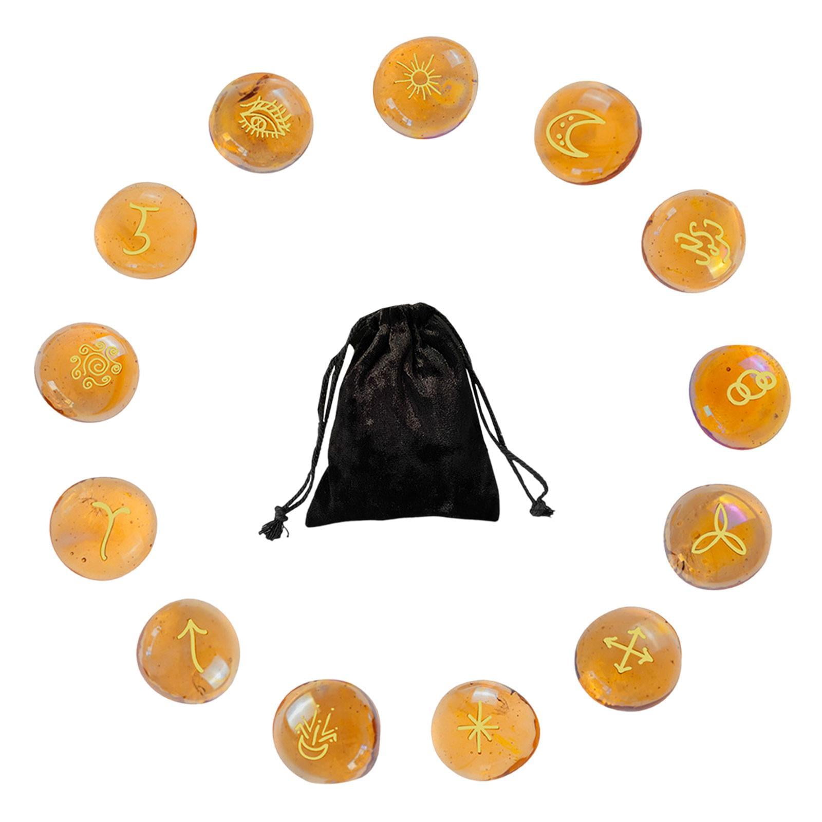yotijay 13 Pieces Runes Set Drawstring Bag Witch Gift Witch Supplies ...
