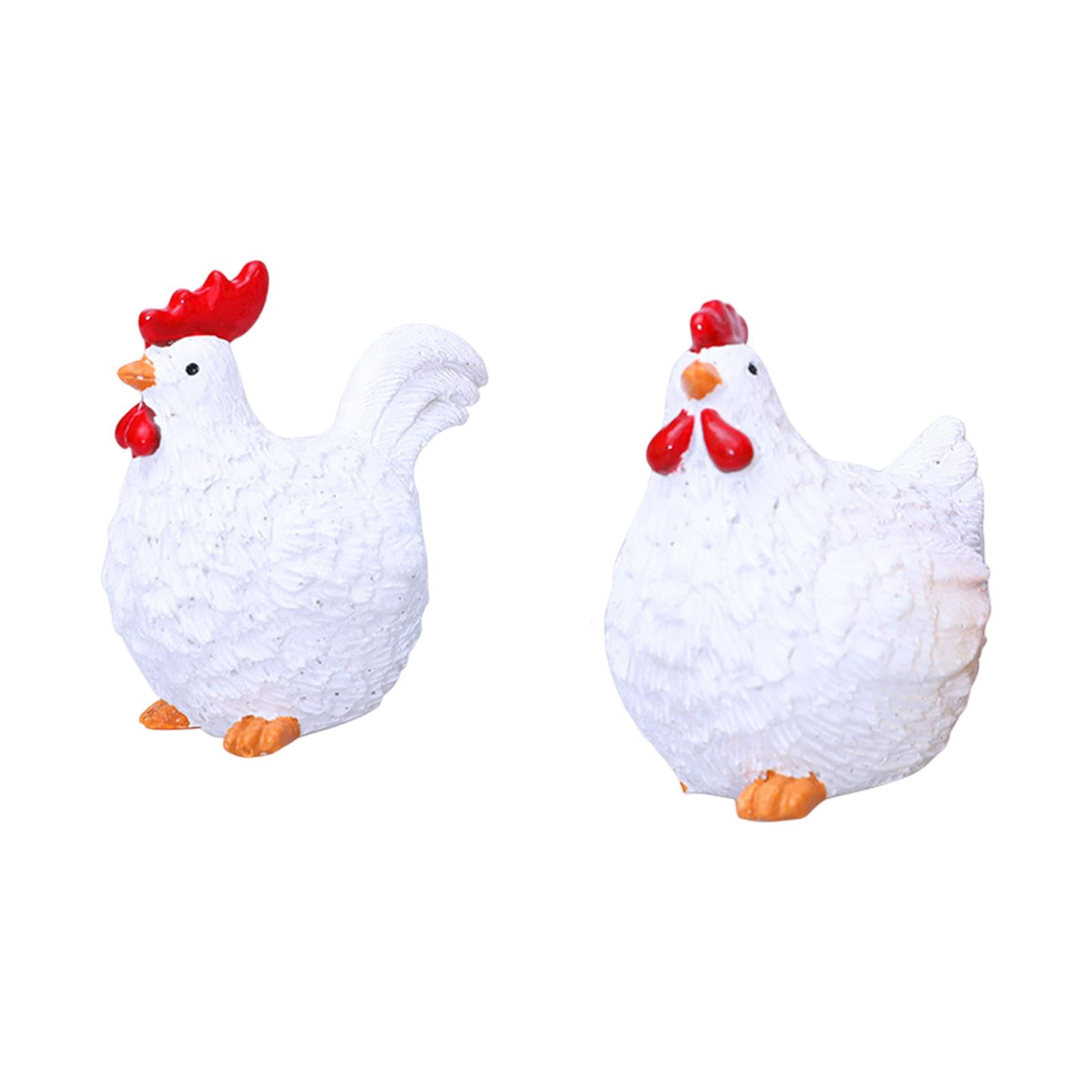 yotijay 2 Pieces Chicken Miniature Figurines Easter Gifts for Outdoor ...