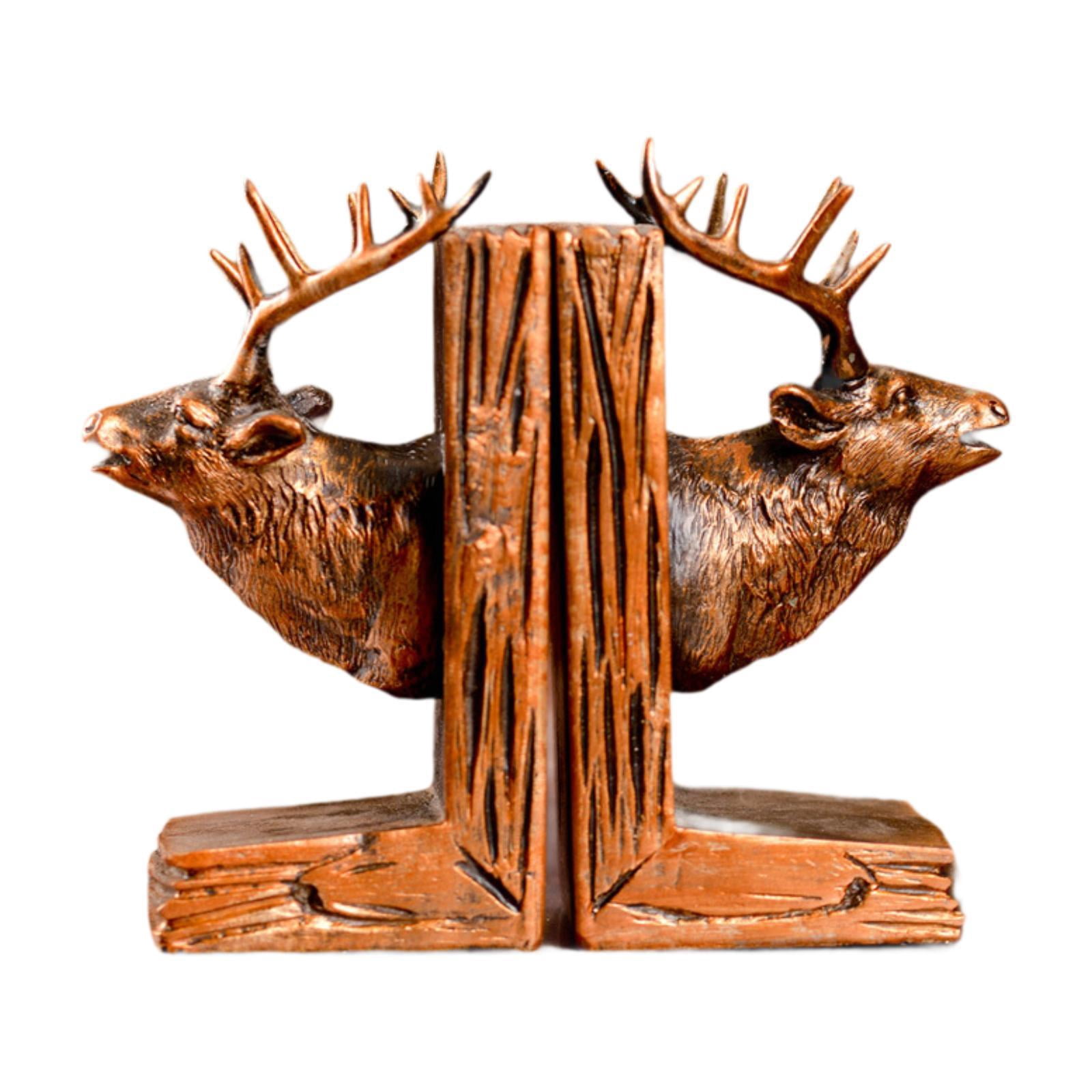 yotijay 2 Pieces Deer Head Statues Bookends Resin Book Holders for ...