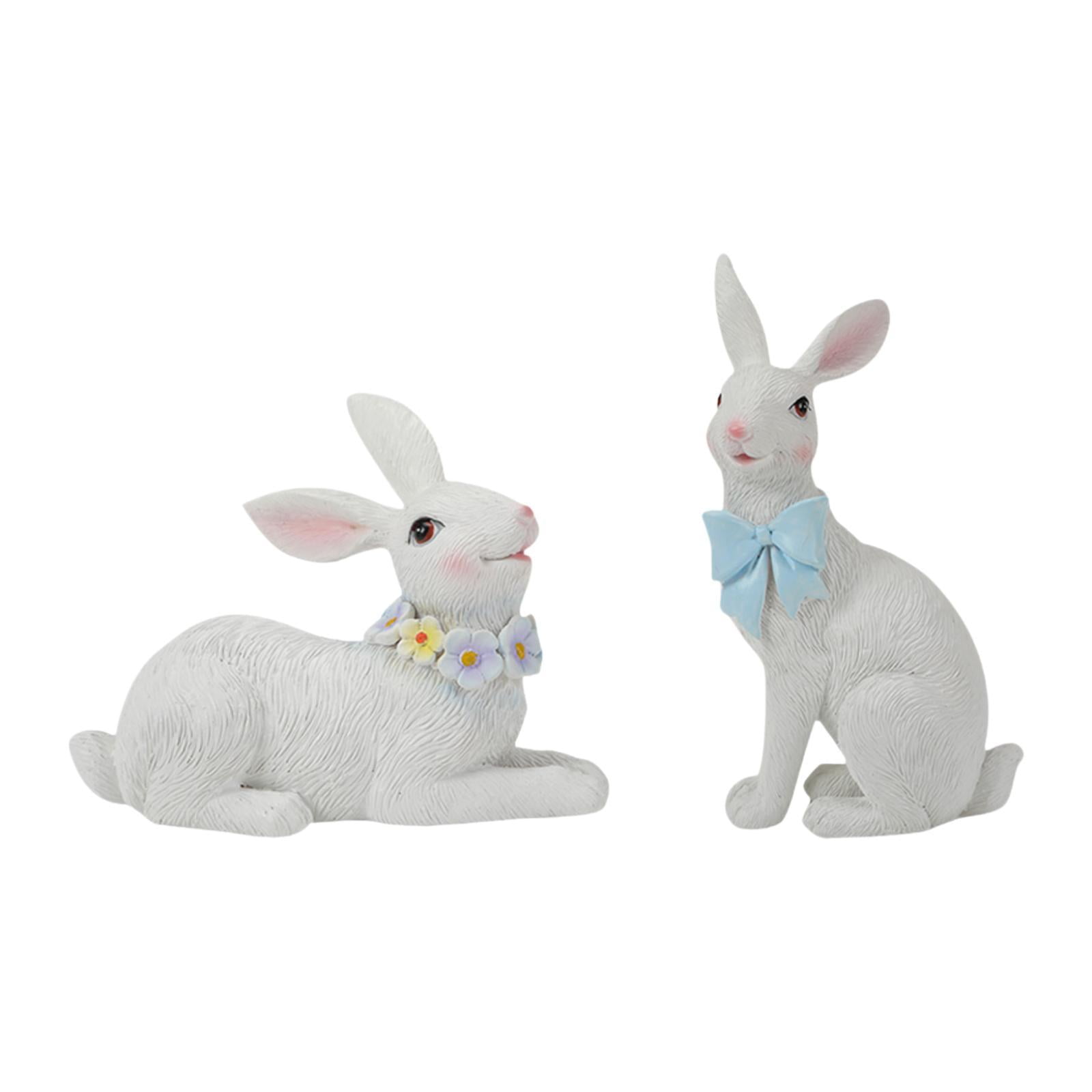 yotijay 2 Pieces Easter Bunny Figurines Easter Statues for Entrance ...