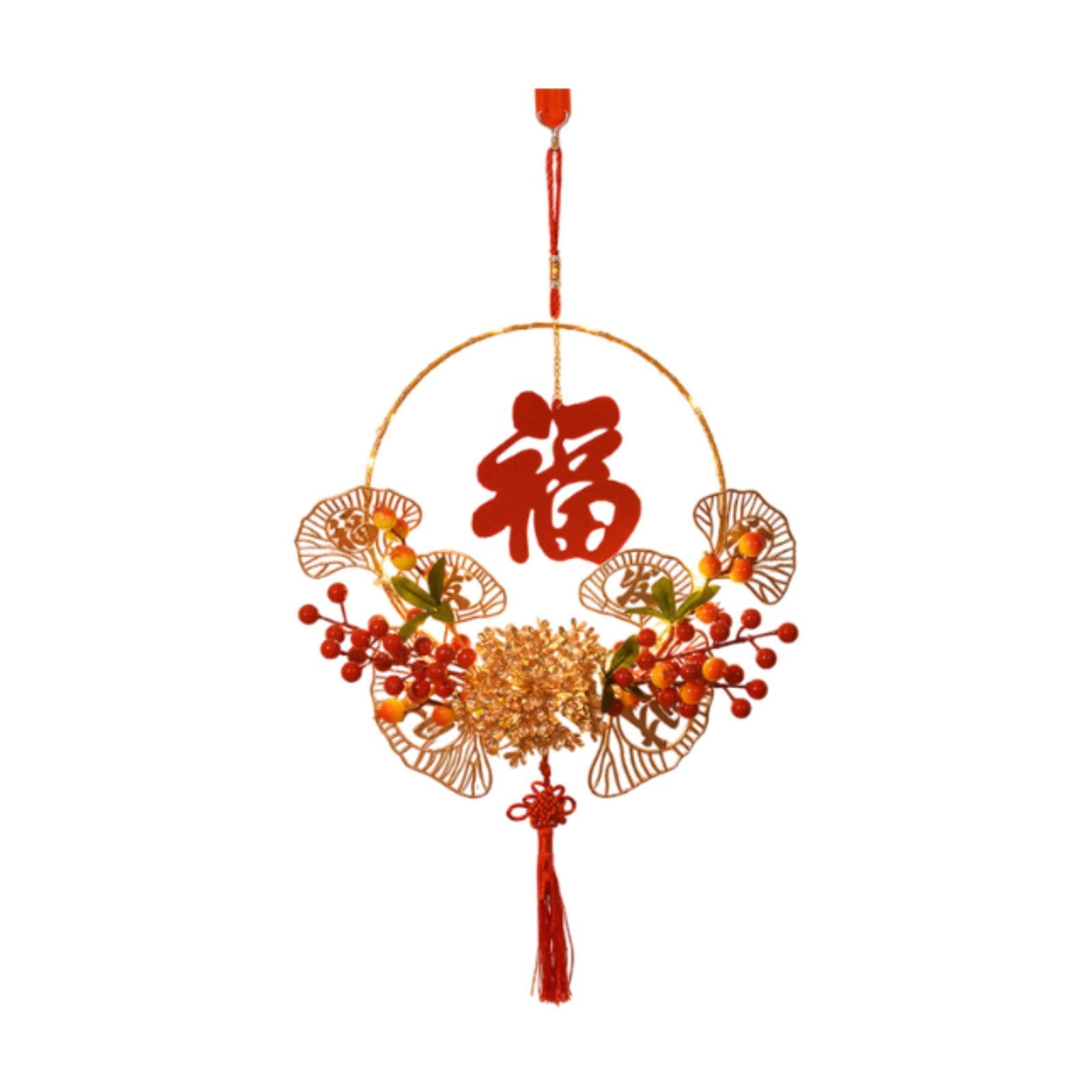 yotijay 2025 Chinese Lunar New Year Wreath Hanging Garland for Porch ...