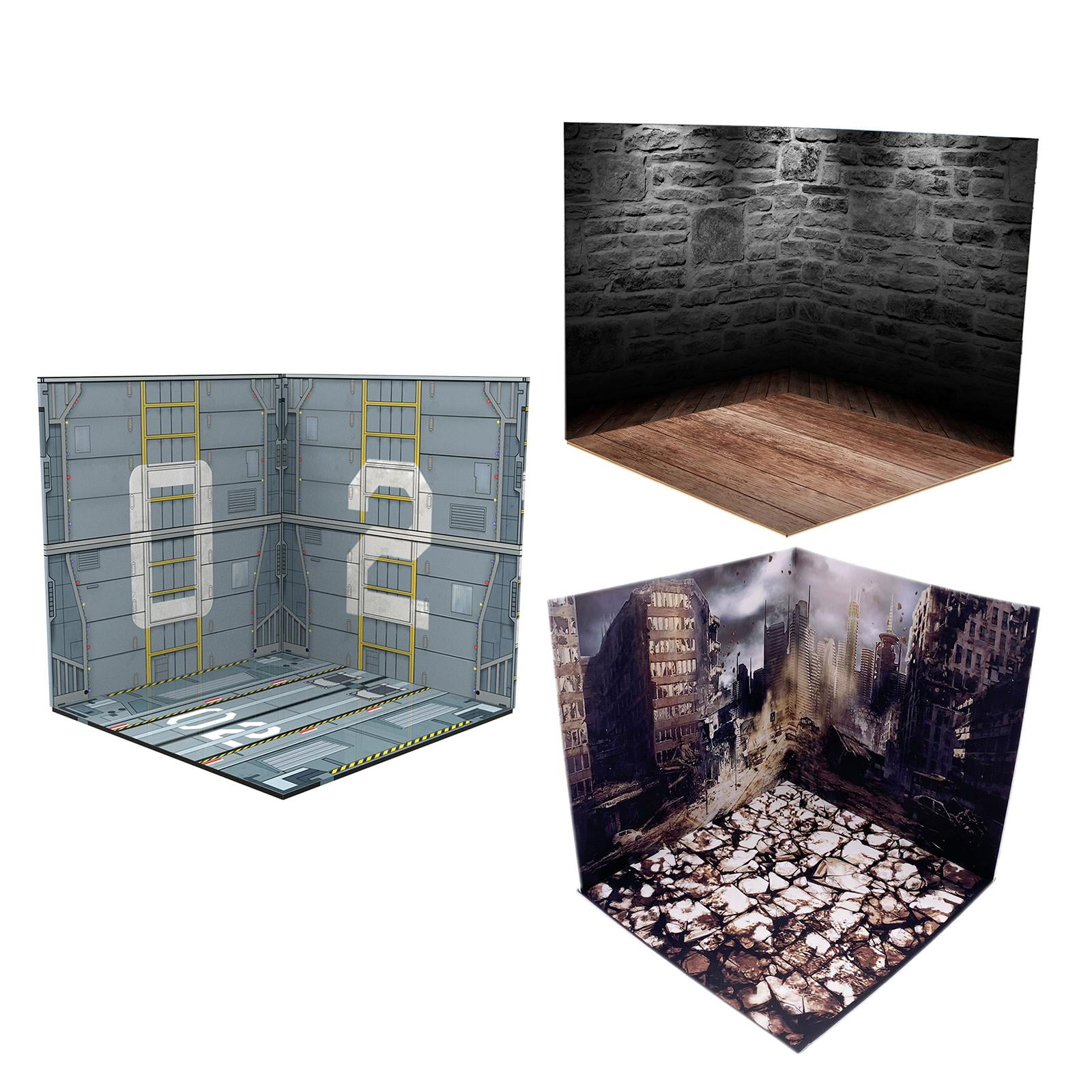 yotijay 3 Pieces 1/12 Scale Action Figures Backdrop Vehicle Scene Toy ...