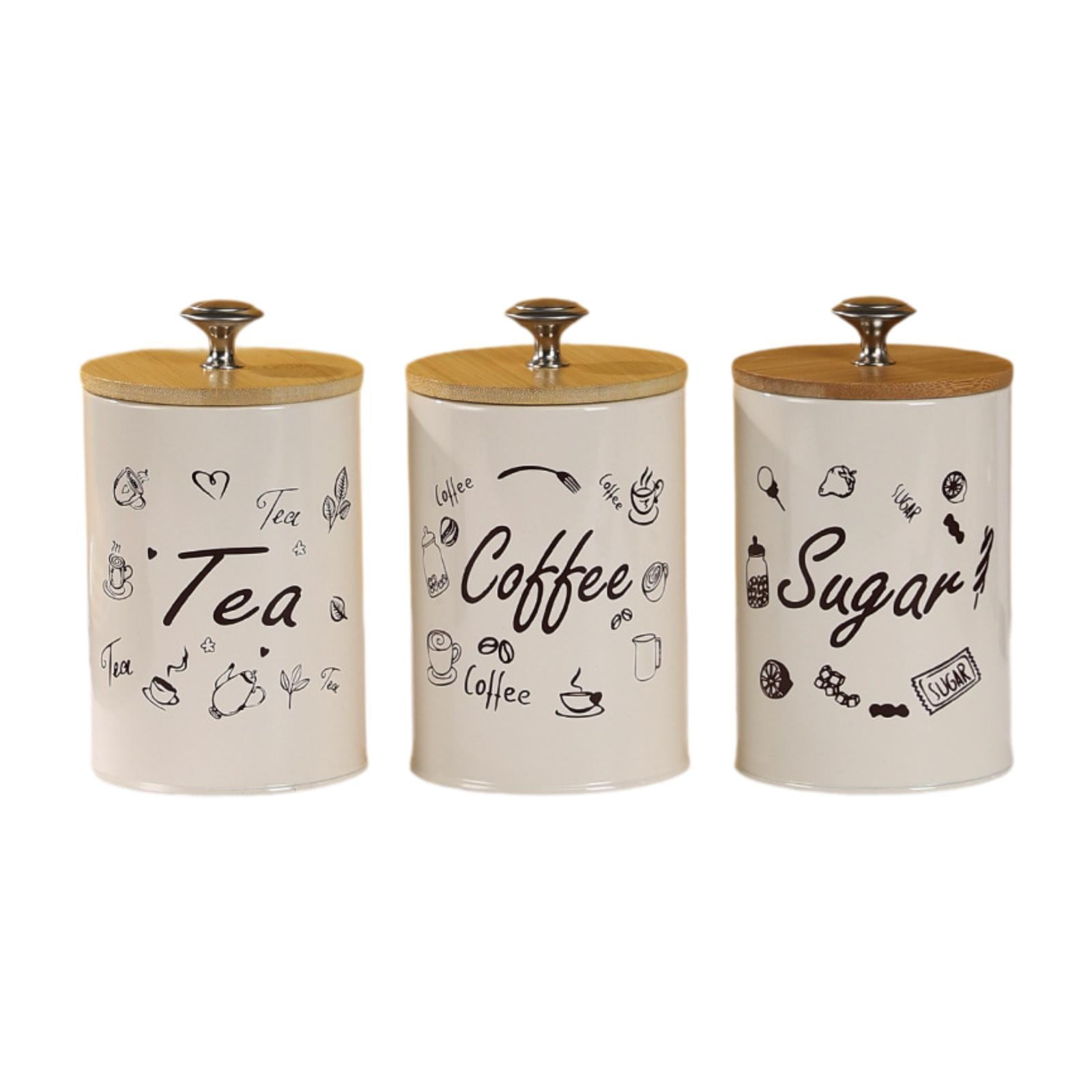 yotijay 3 Pieces Kitchen Canisters Set Simple Modern Coffee Tea Sugar ...