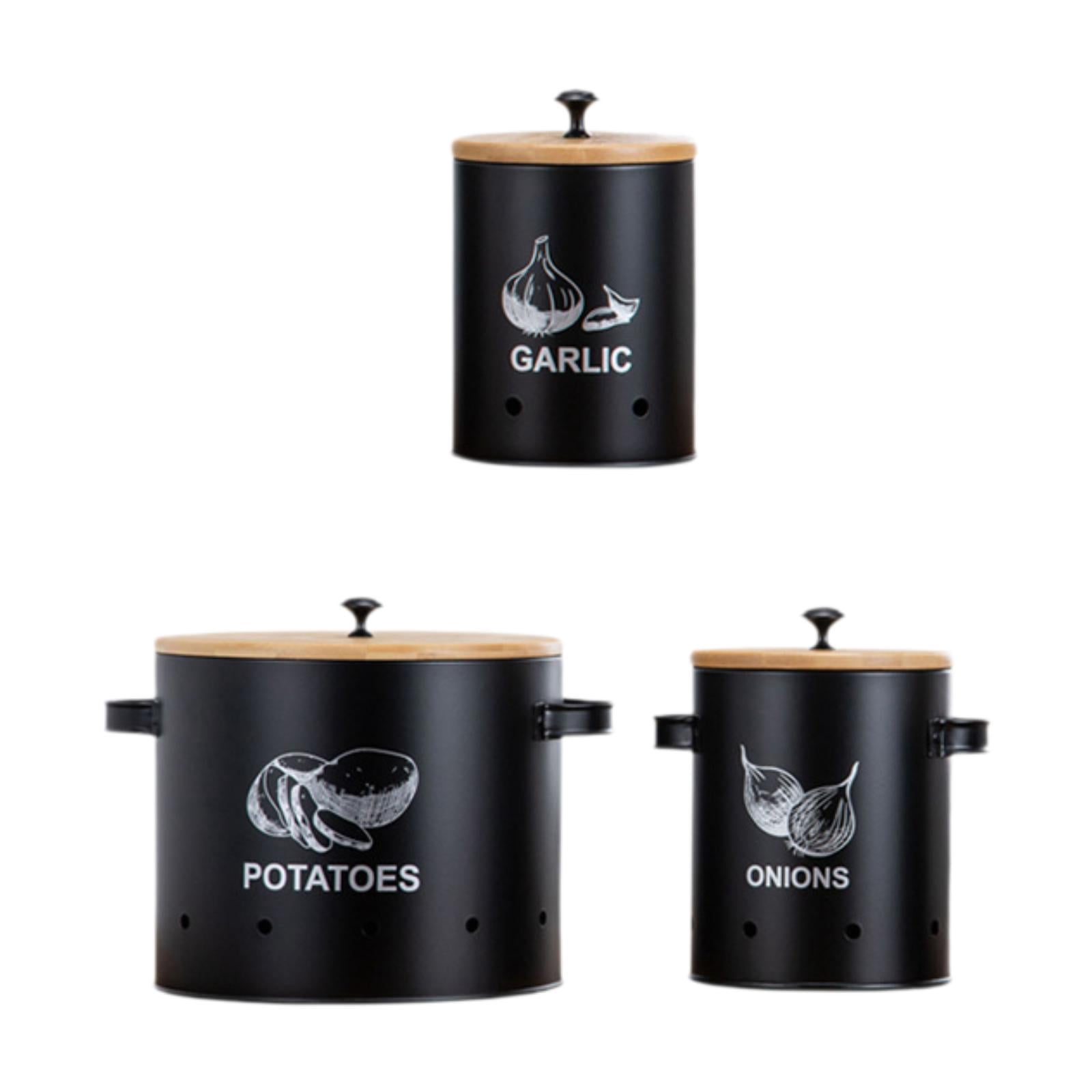 yotijay 3 Pieces Potato Onion Garlic Canister with Aerating Holes for ...