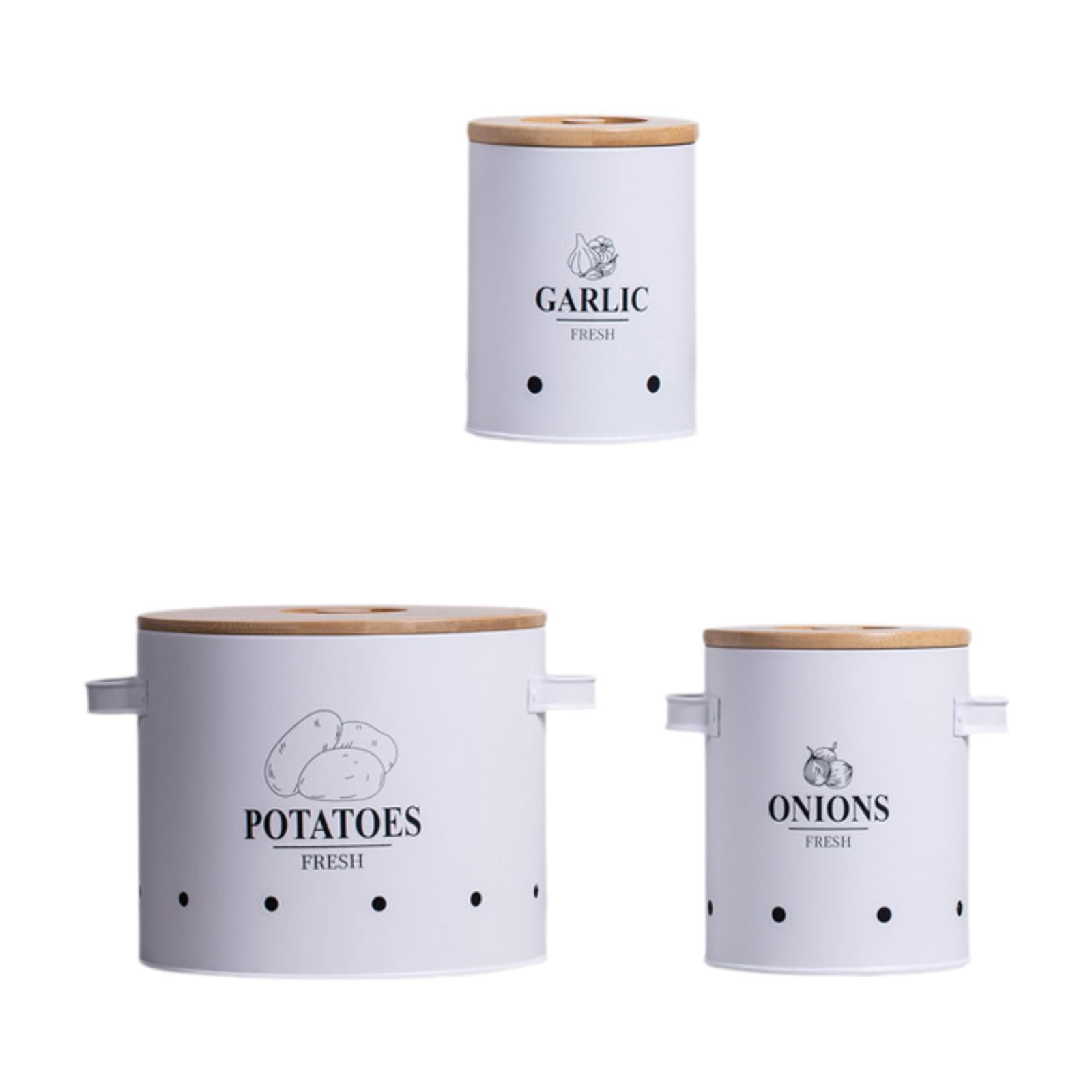 yotijay 3 Pieces Potato Onion Garlic Kitchen Storage Canister for ...