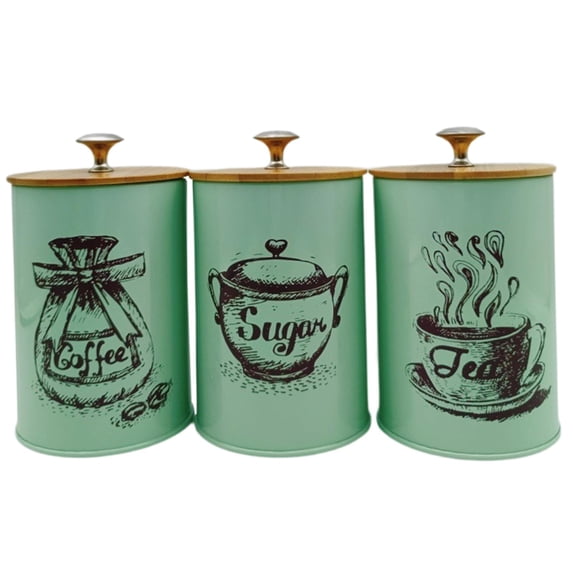 yotijay 3Pcs Coffee Tea Sugar Containers Set Kitchen Canisters Set Iron ...