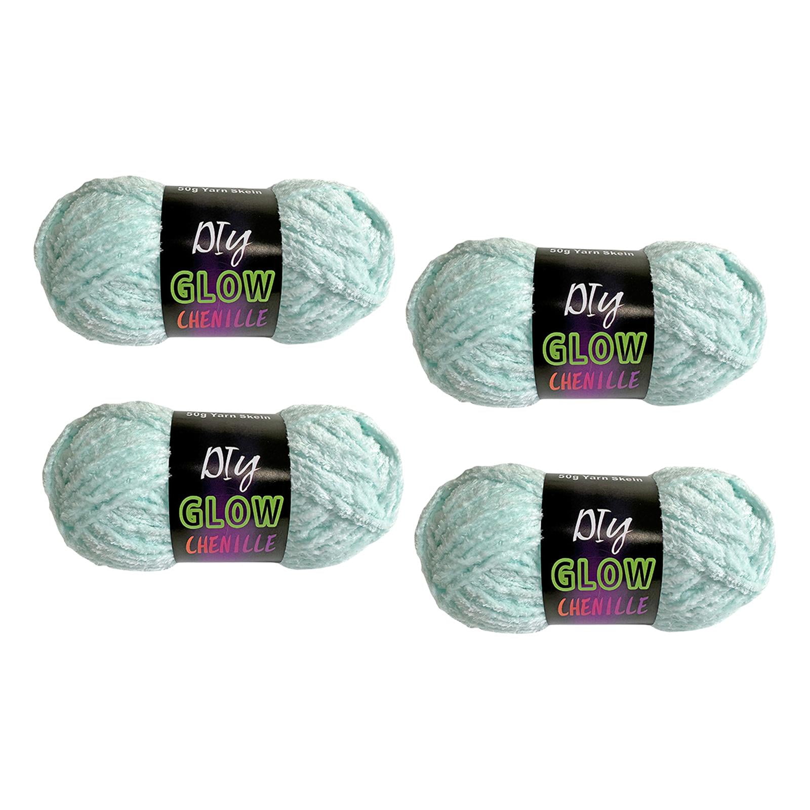 yotijay 4 Pieces Glow in The Dark Yarn Luminous Yarn Glowing Yarn 4mm ...