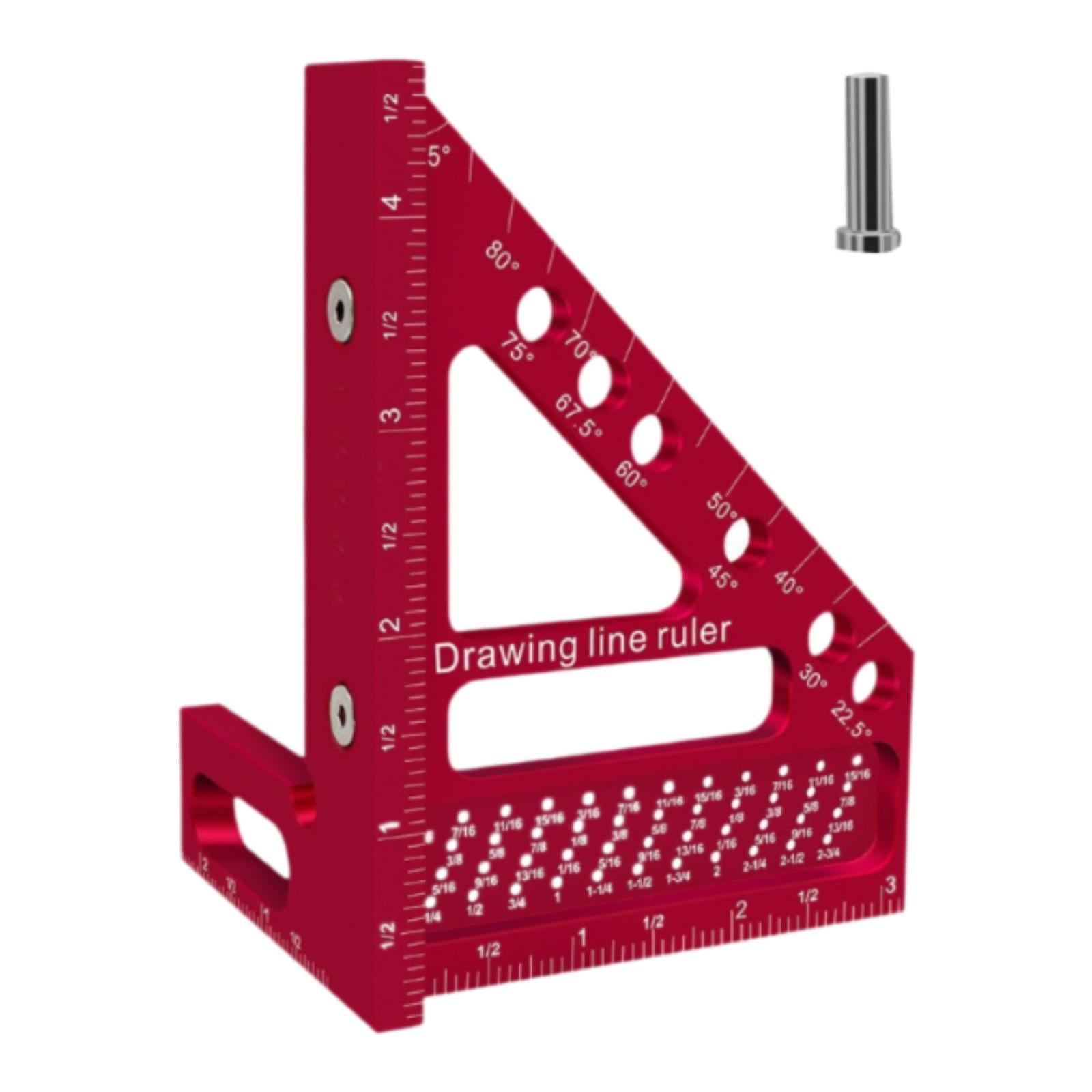 yotijay 45/90 Degree Woodworking Square Protractor Drawing Line Ruler ...