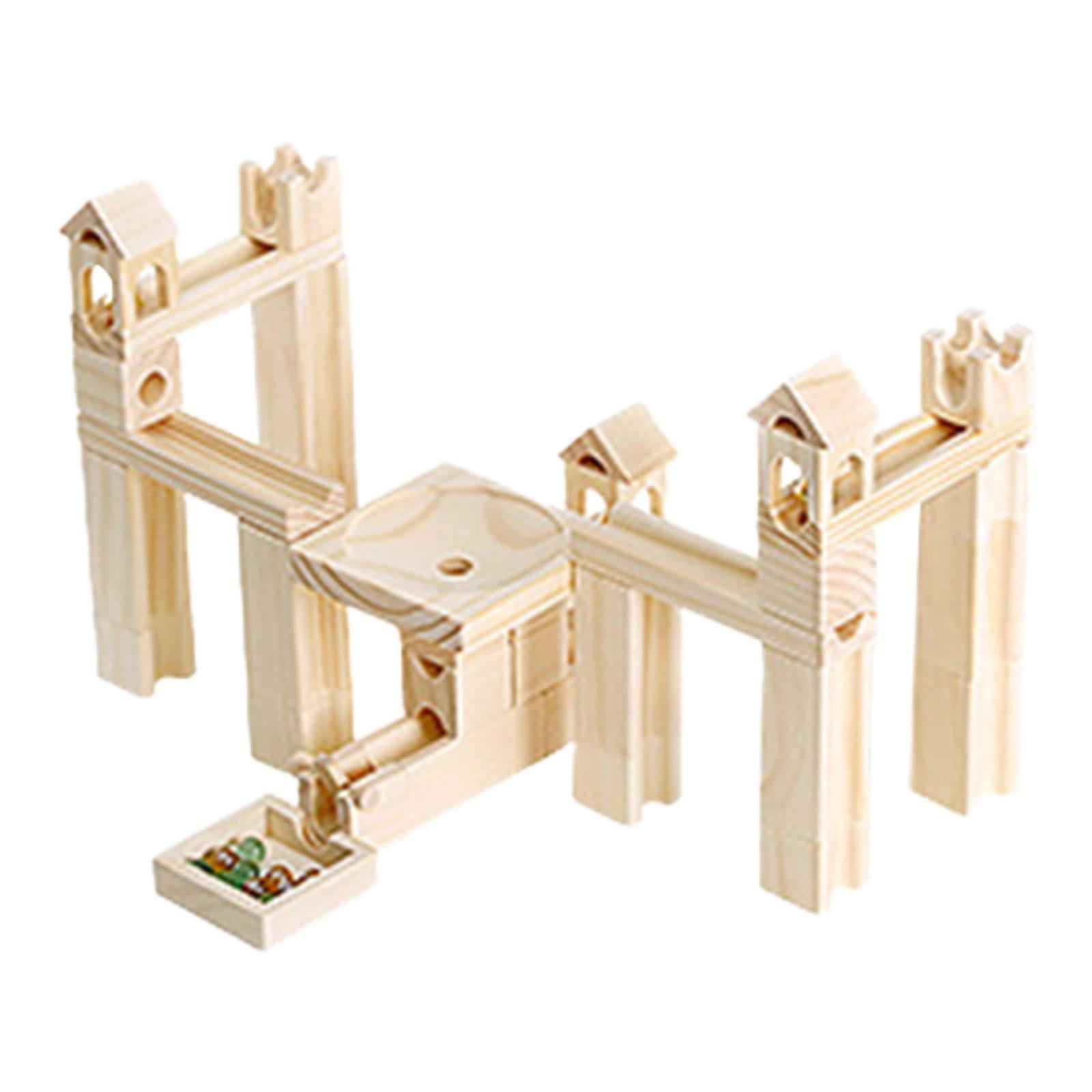 yotijay 60Pcs Wooden Marble Run Toy Montessori Toy for Preschool ...