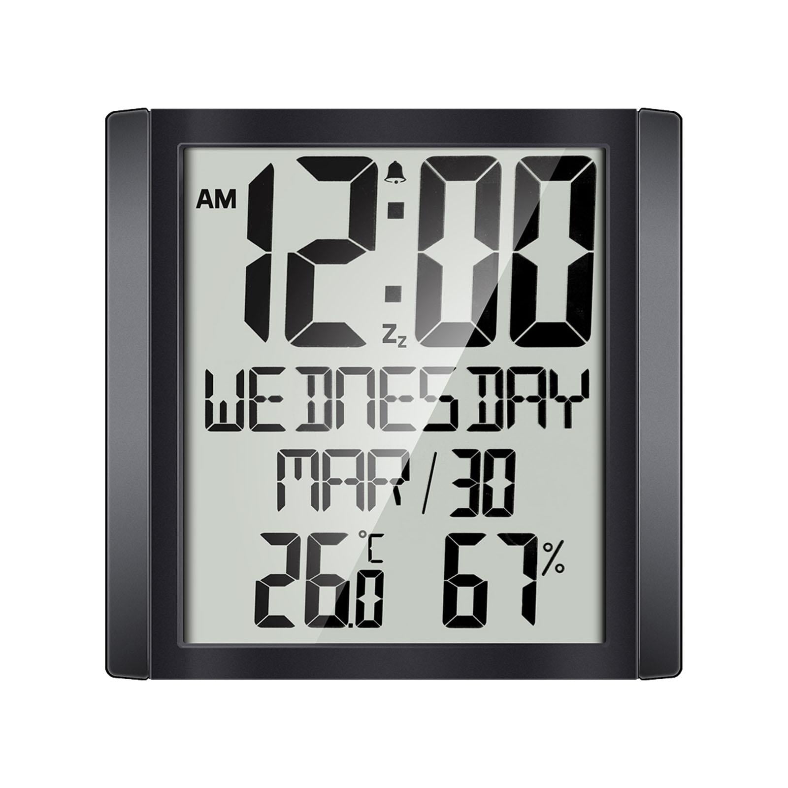 yotijay 8.6 inch Wall Clock Digital Alarm Clock Temperature Date Week ...