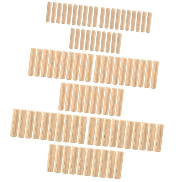 yotijay 90 Pieces Wooden Dowel Pins Set Wooden Dowels Round Grooved ...